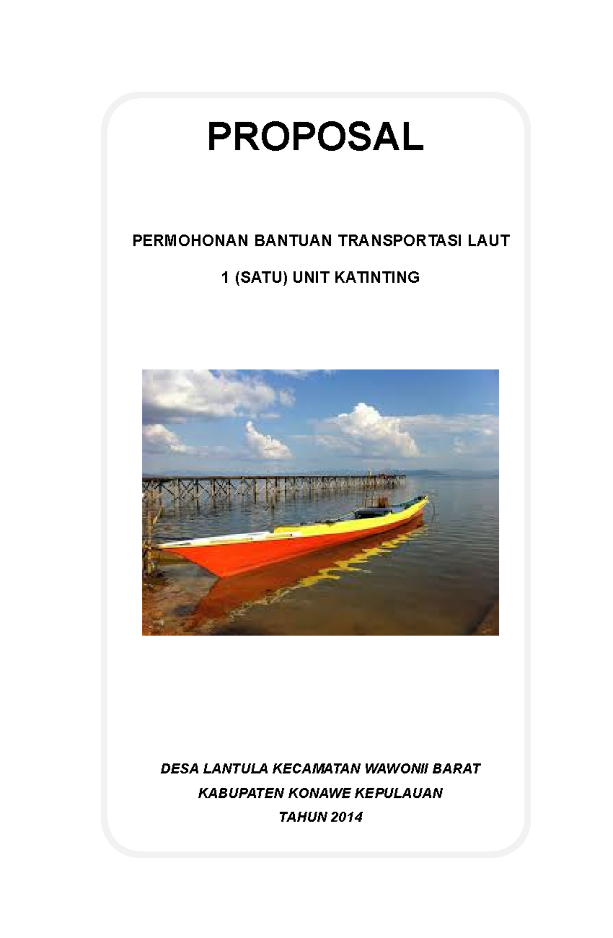 350950362 Proposal for 1 Unit Katinting Assistance in Lantula - Studocu
