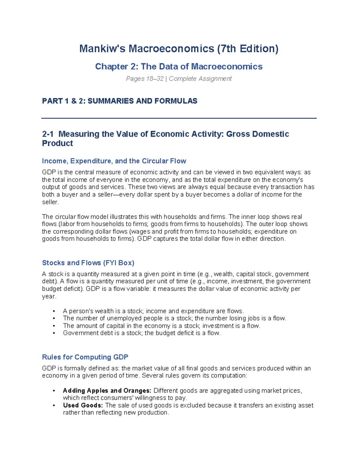 Macroeconomics (7th Ed) Ch 2: GDP, CPI, and Economic Activity Insights ...