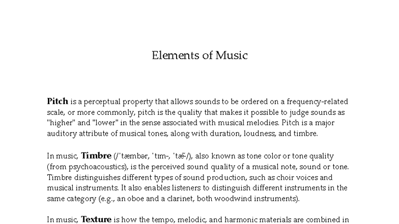Elements of Music Theory: Harmony, Rhythm, Melody & Timbre Analysis ...