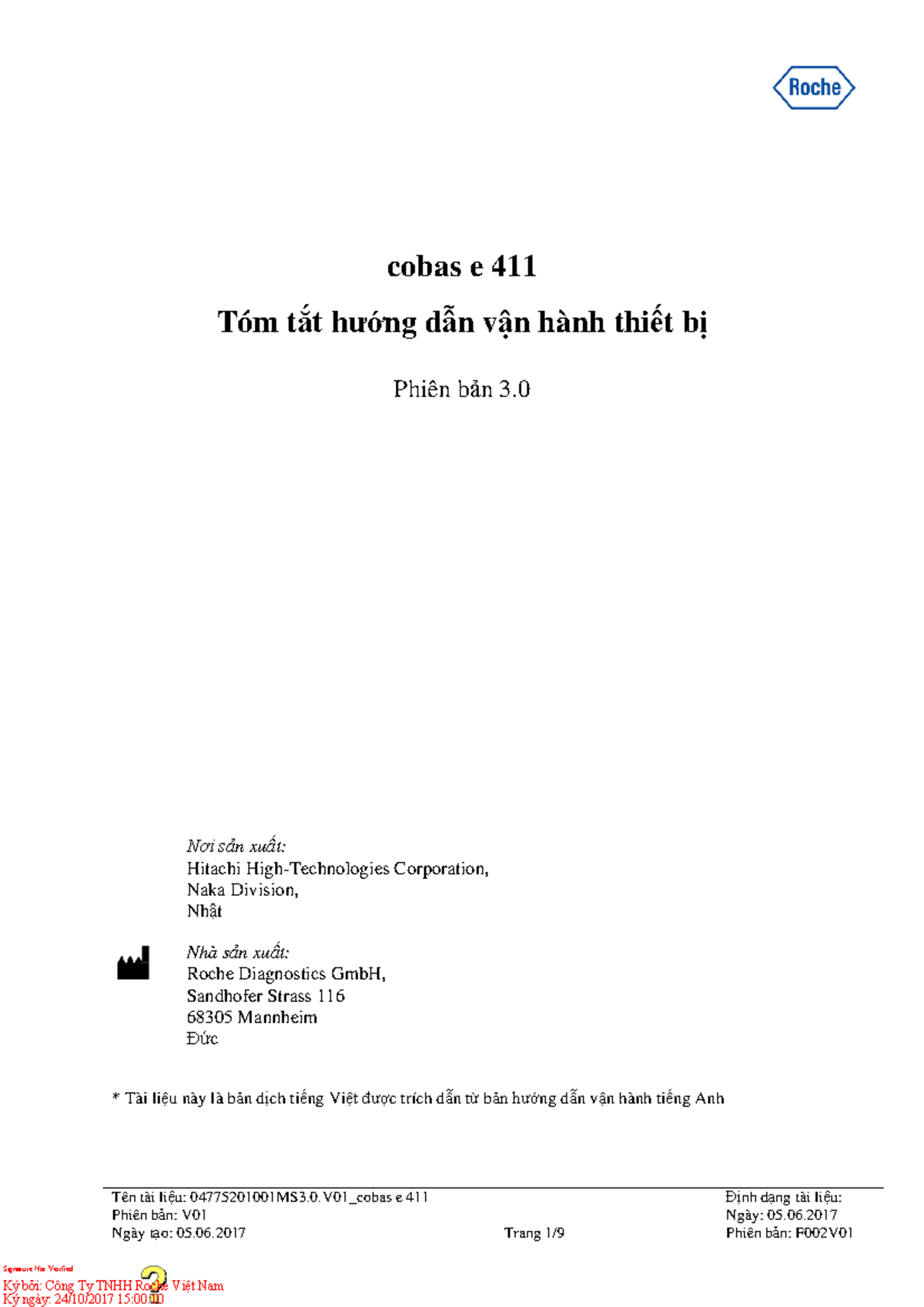 Hướng dẫn Vận Hành Thiết Bị Cobas e 411 - Phiên Bản 3.0 - Studocu