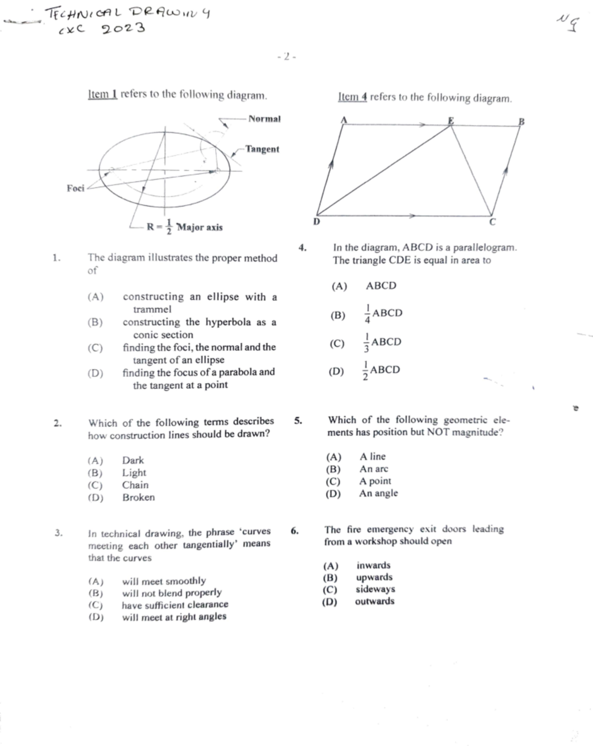 TD MC2023 - Technical Drawing Study Notes and Diagrams - Studocu