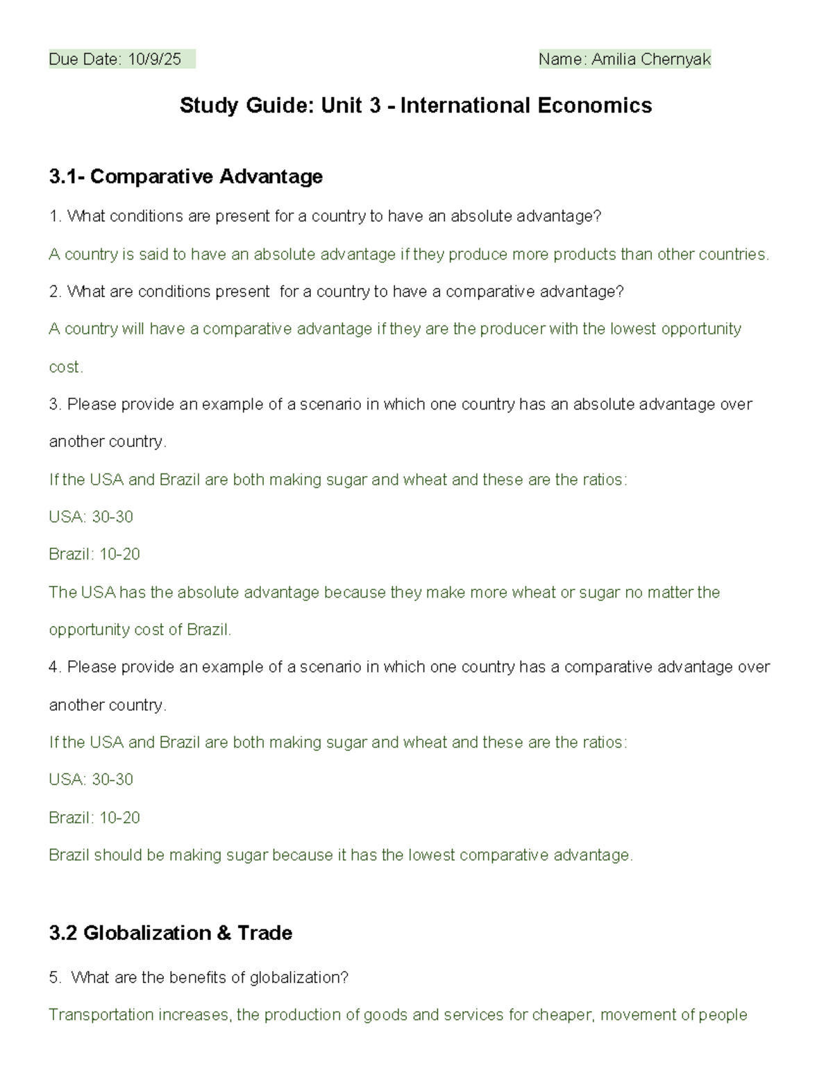 Study Guide: Unit 3 - International Economics Concepts & Terms - Studocu