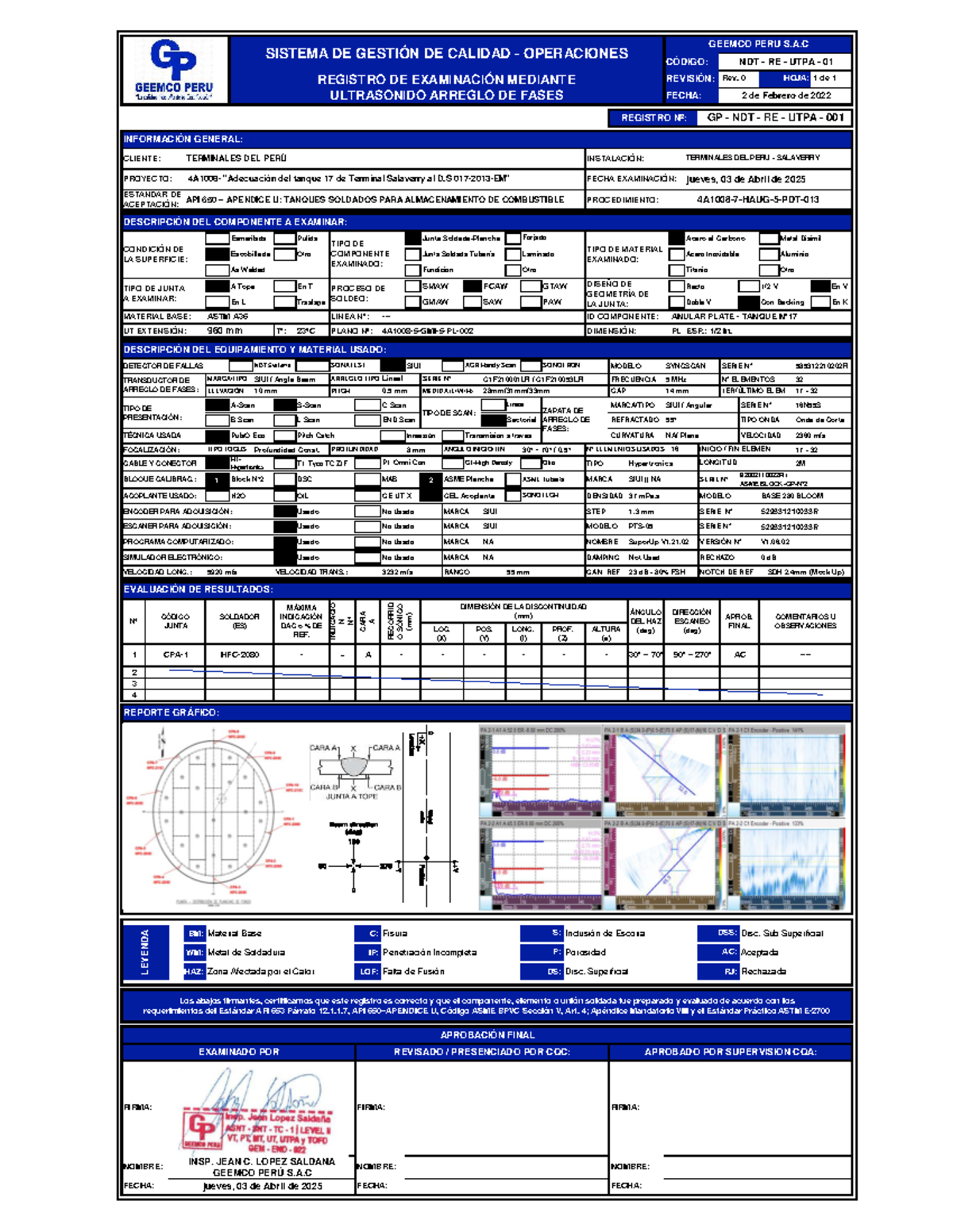 Registro de Examinación Ultrasonido - NDT - RE - UTPA - 01 - Studocu