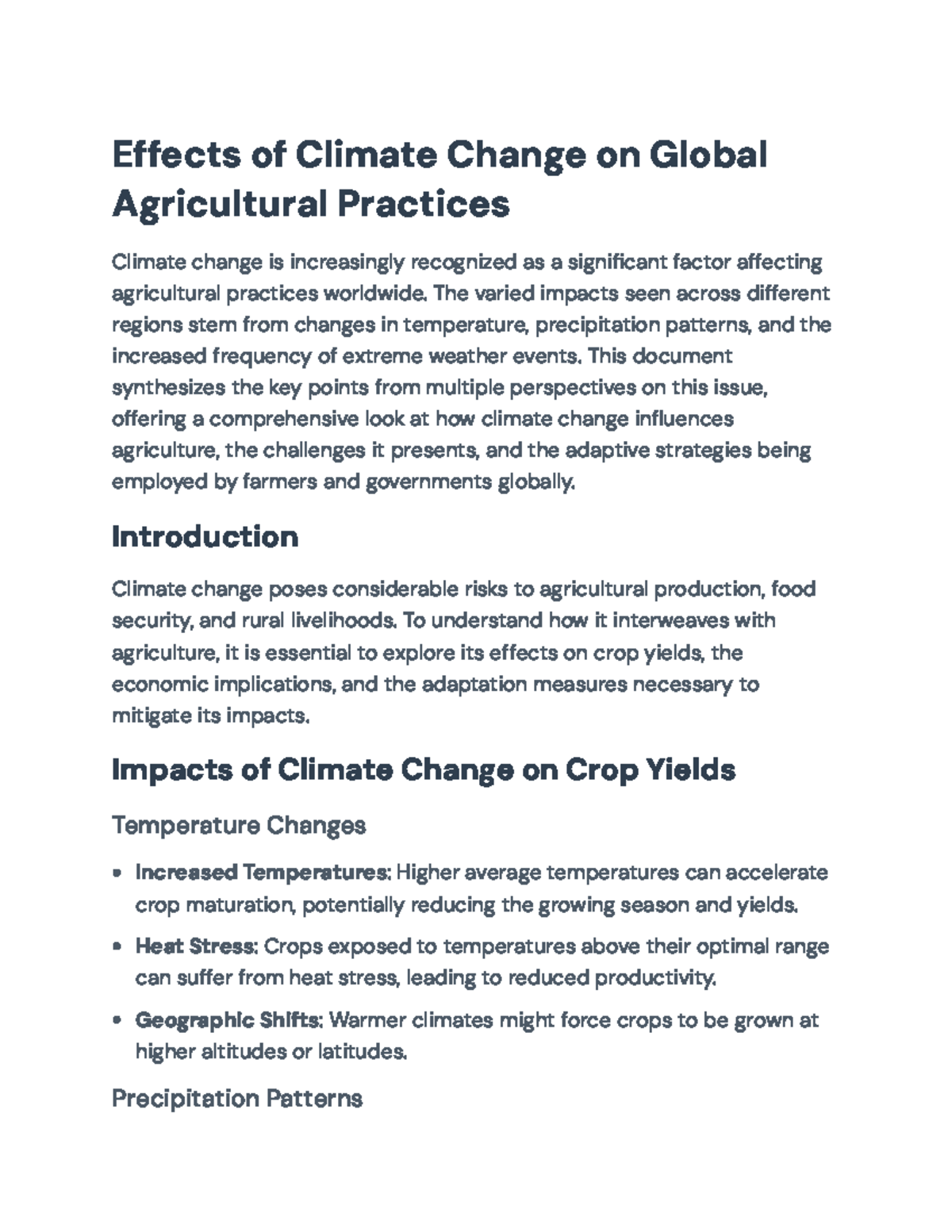 Climate Change Impacts on Agriculture: Challenges & Adaptation ...