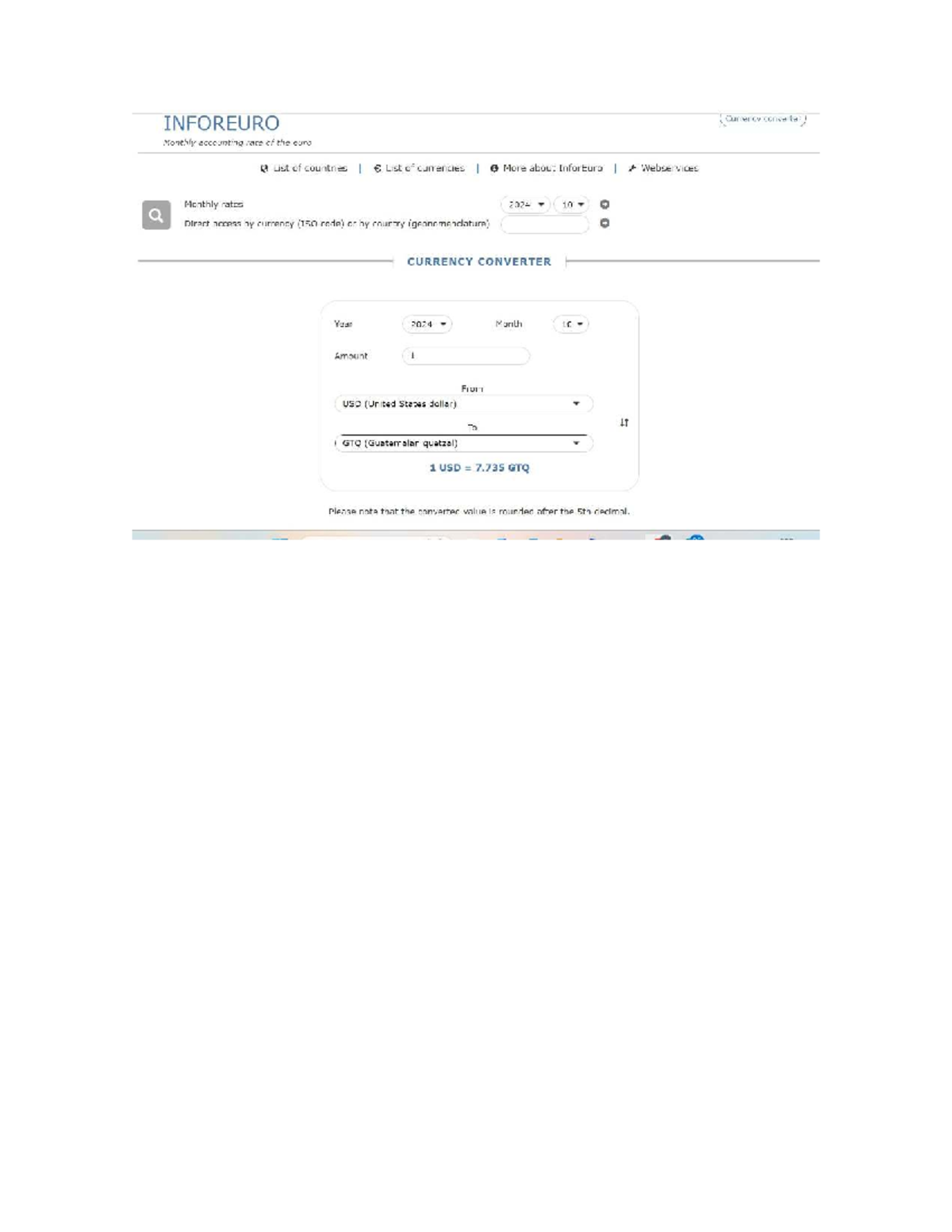 INFOEURO Currency Converter: USD to GTQ Rates for October 2024 - Studocu