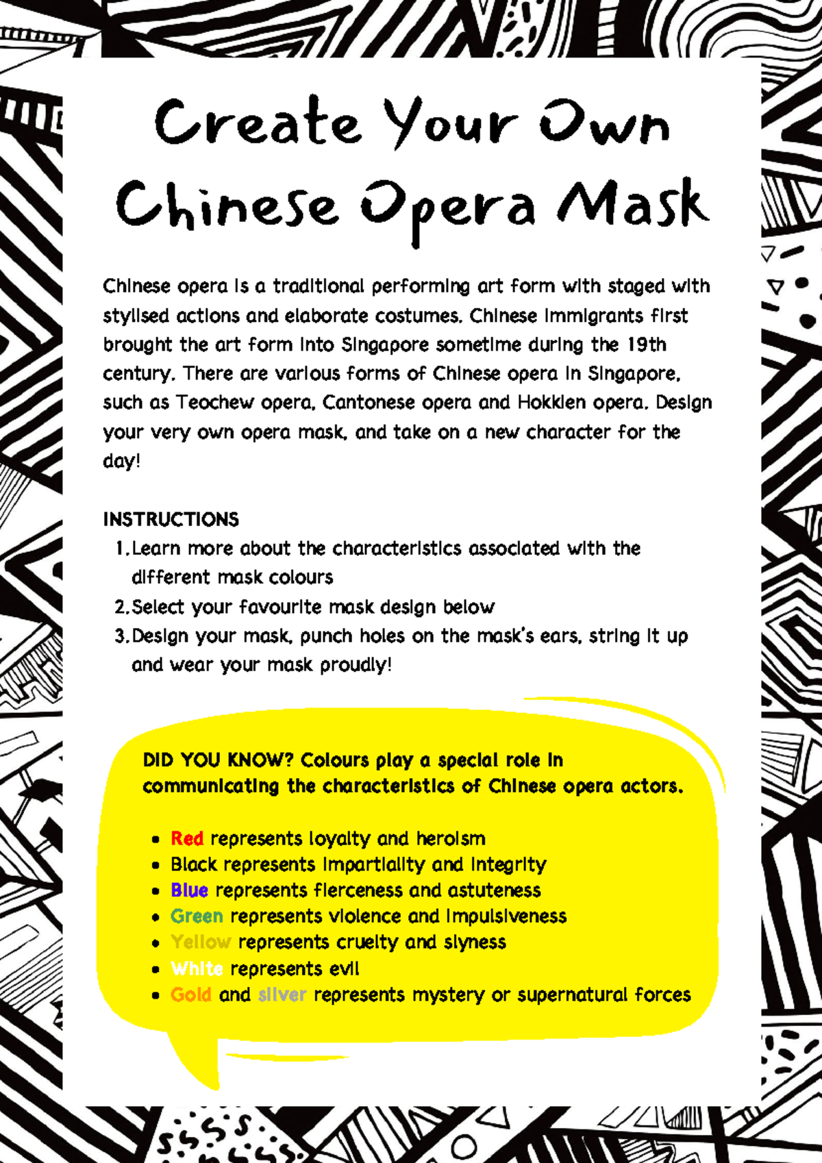 DIY Cultural Crafts: Create Your Own Chinese Opera Mask Activity - Studocu