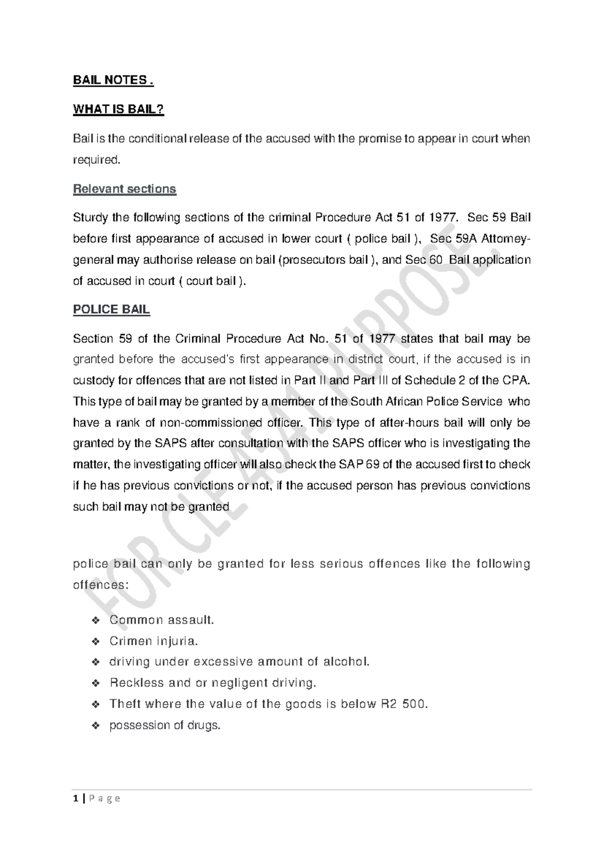 Bail Application Procedures: A Guide to Criminal Procedure Act 51/1977 ...