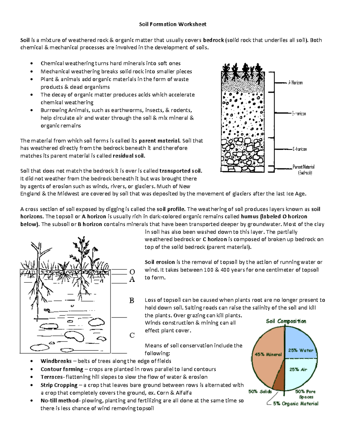 Soil Formation Worksheet Questions and Concepts Overview - Studocu