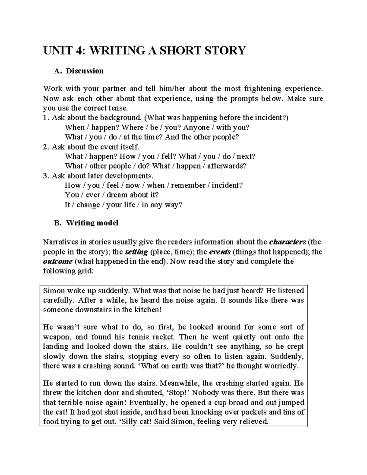 UNIT 4 Writing a short story - UNIT 4: WRITING A SHORT STORY A ...