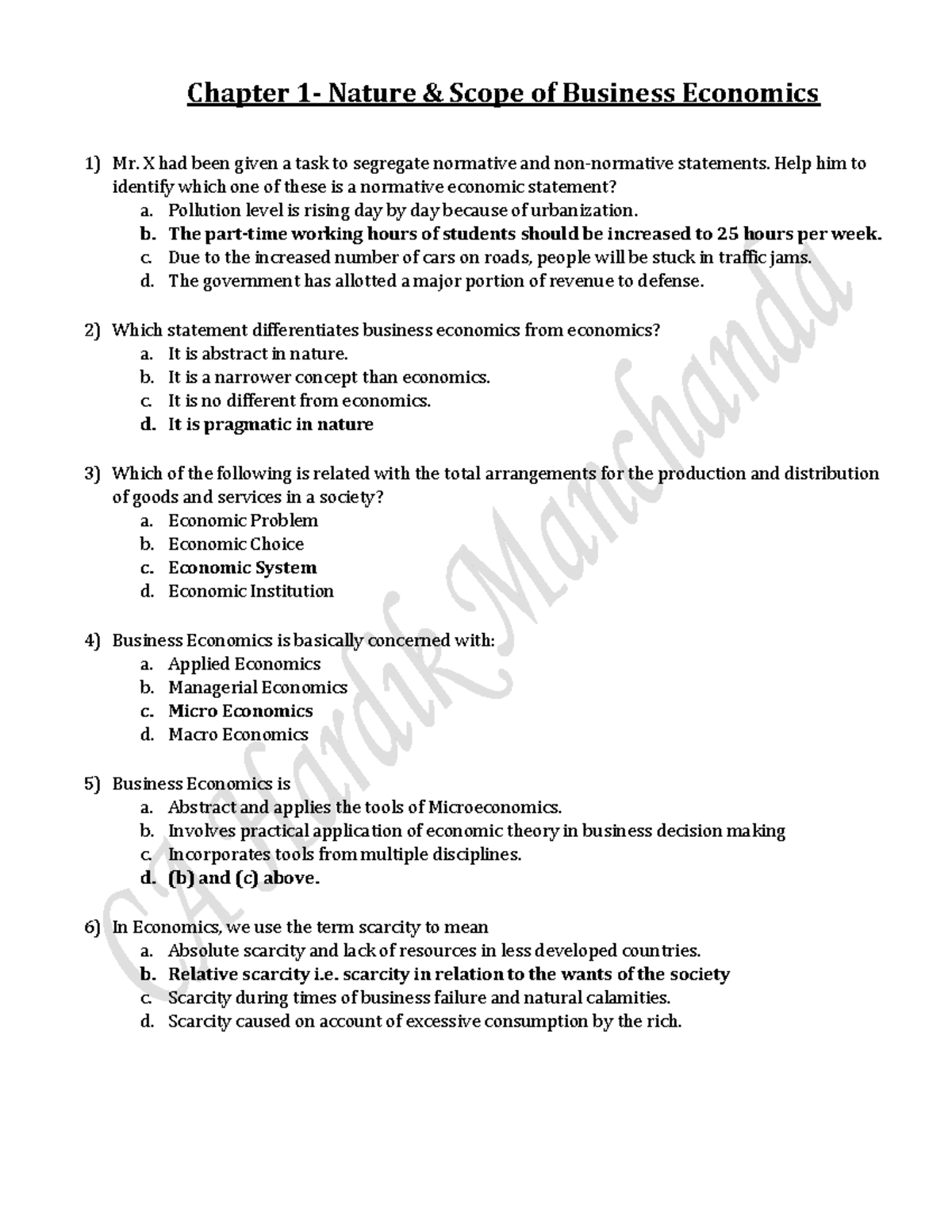 Chapter 1 & 2: Nature and Scope of Business Economics - Study Notes ...