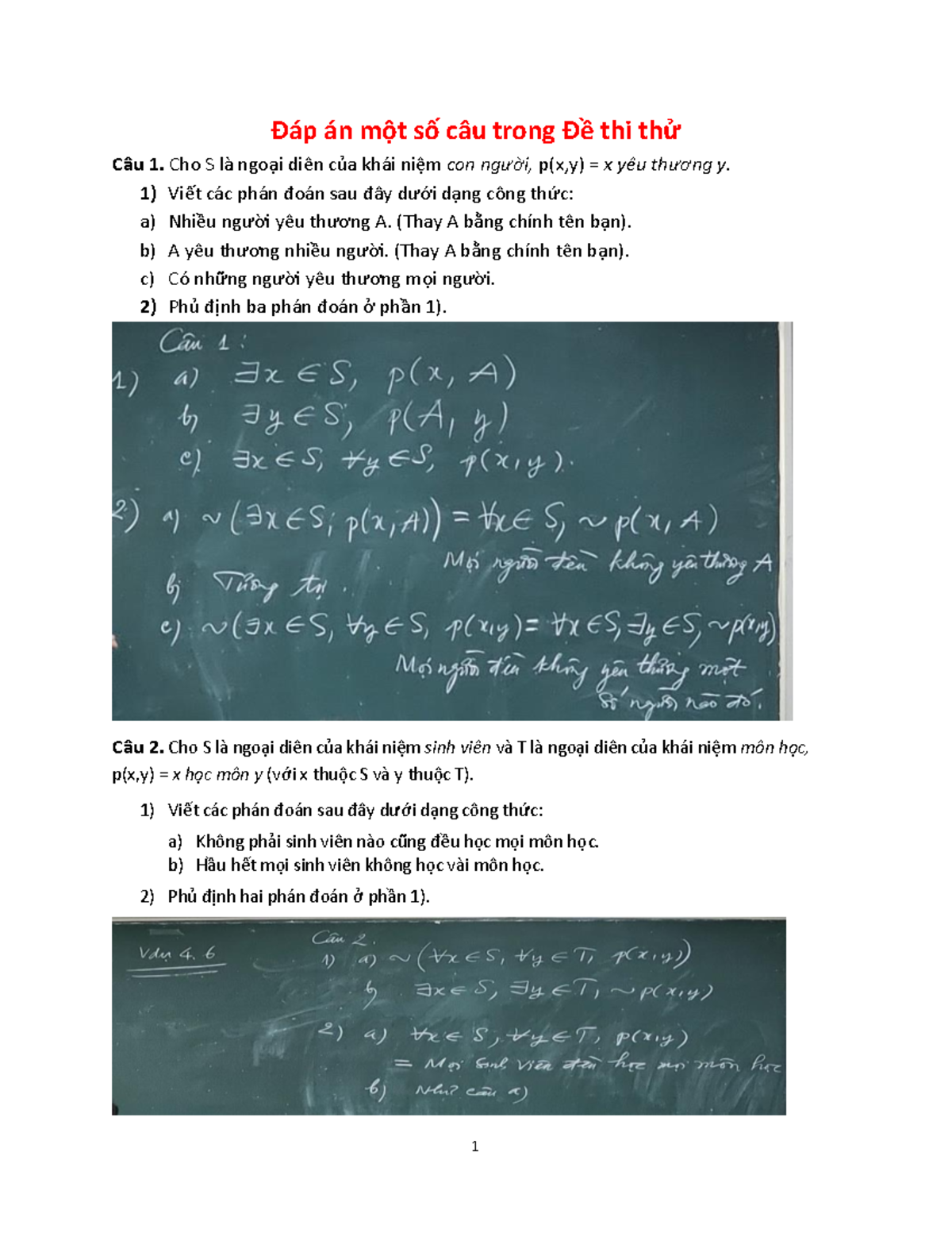 Đáp án Đề thi thử cuối kỳ Logic Học - Môn học 2022 - Studocu