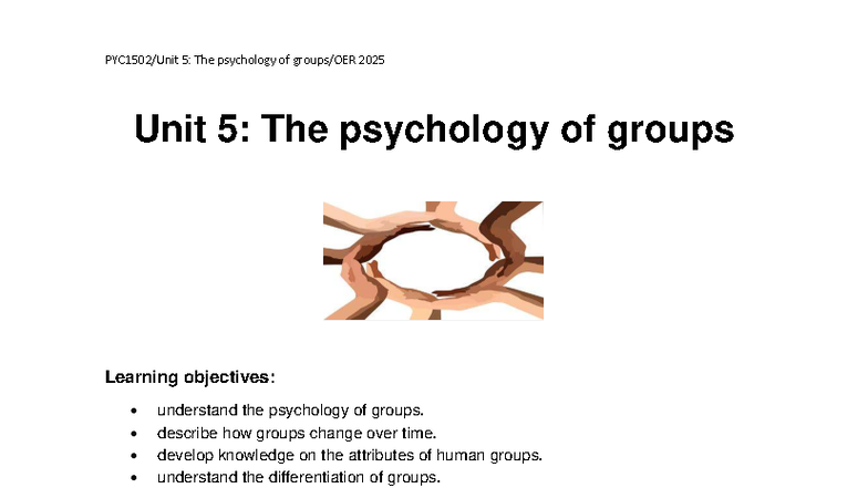 Unit 5: The Psychology of Groups - Understanding Group Dynamics - Studocu
