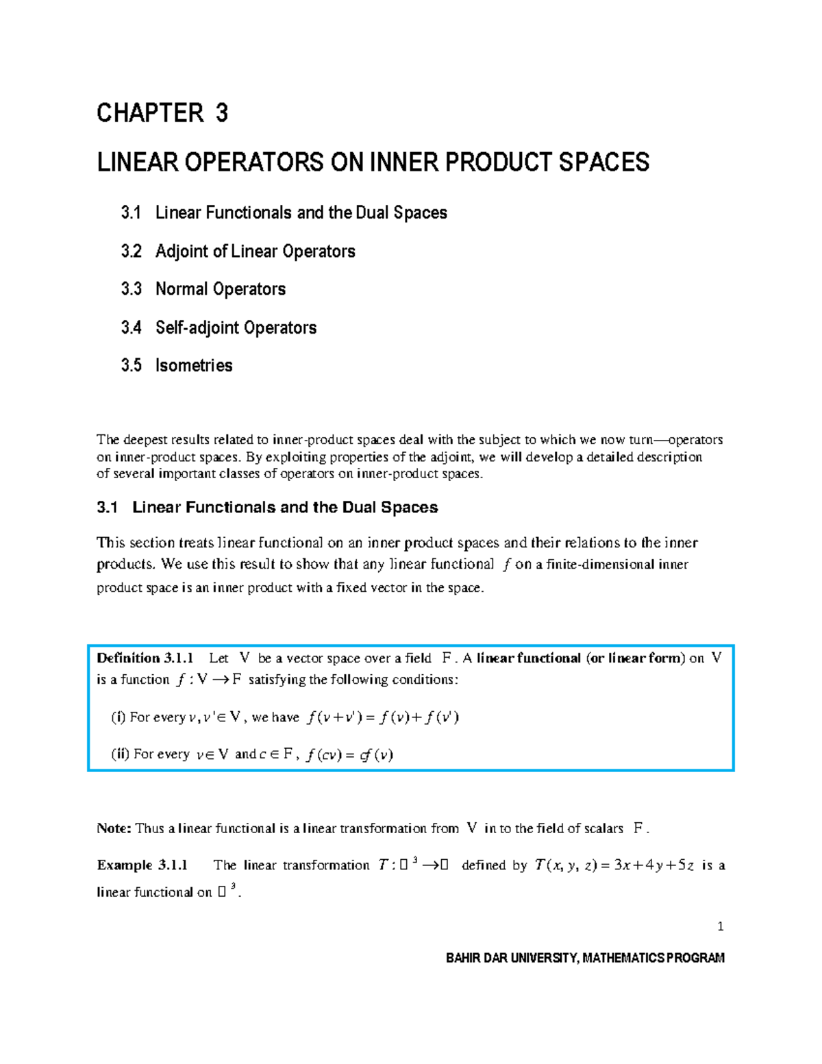 Linear Alg II Chapter 3 - problem solving - 1 CHAPTER 3 LINEAR ...