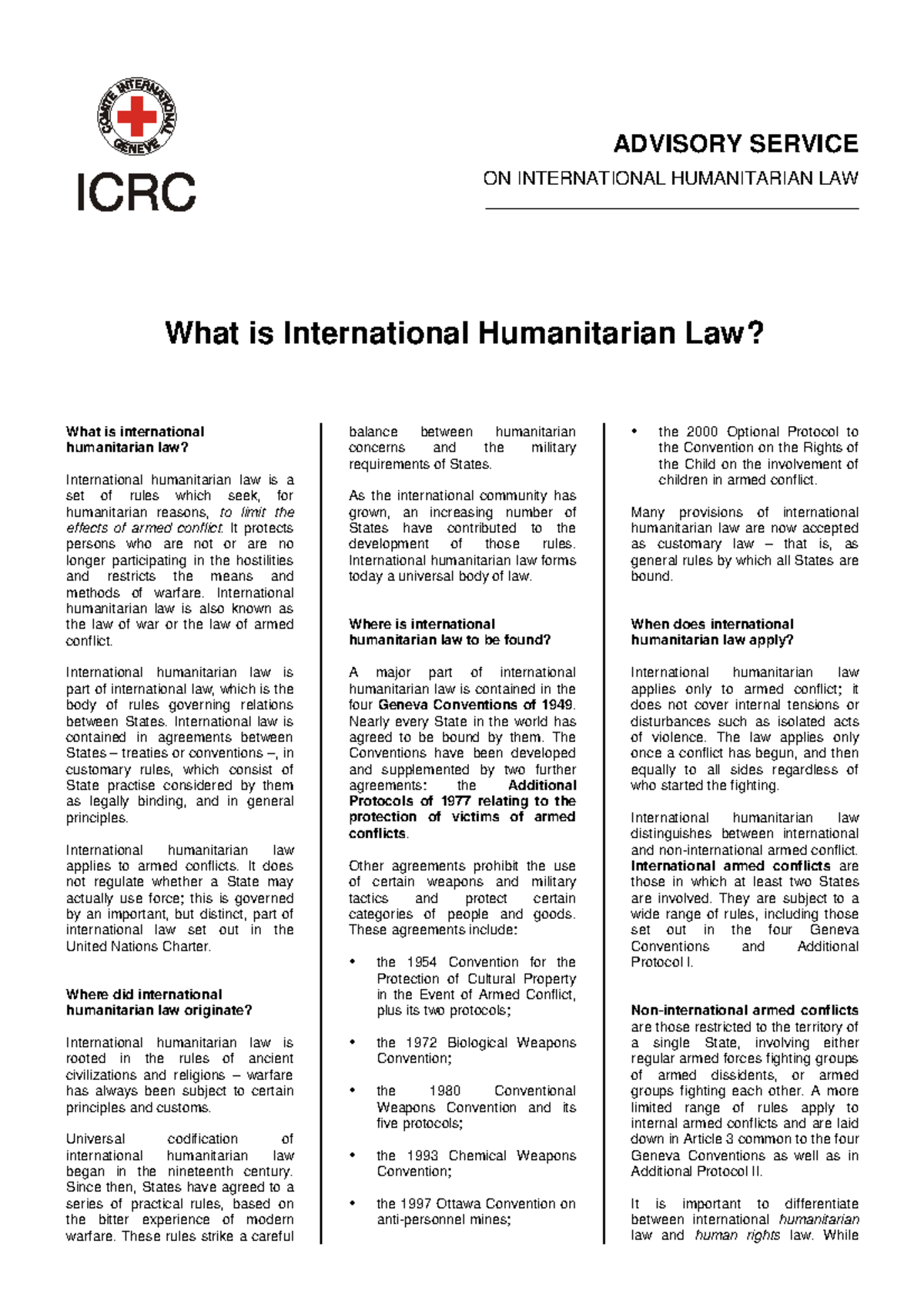 IHL 101: Overview of International Humanitarian Law Principles and ...