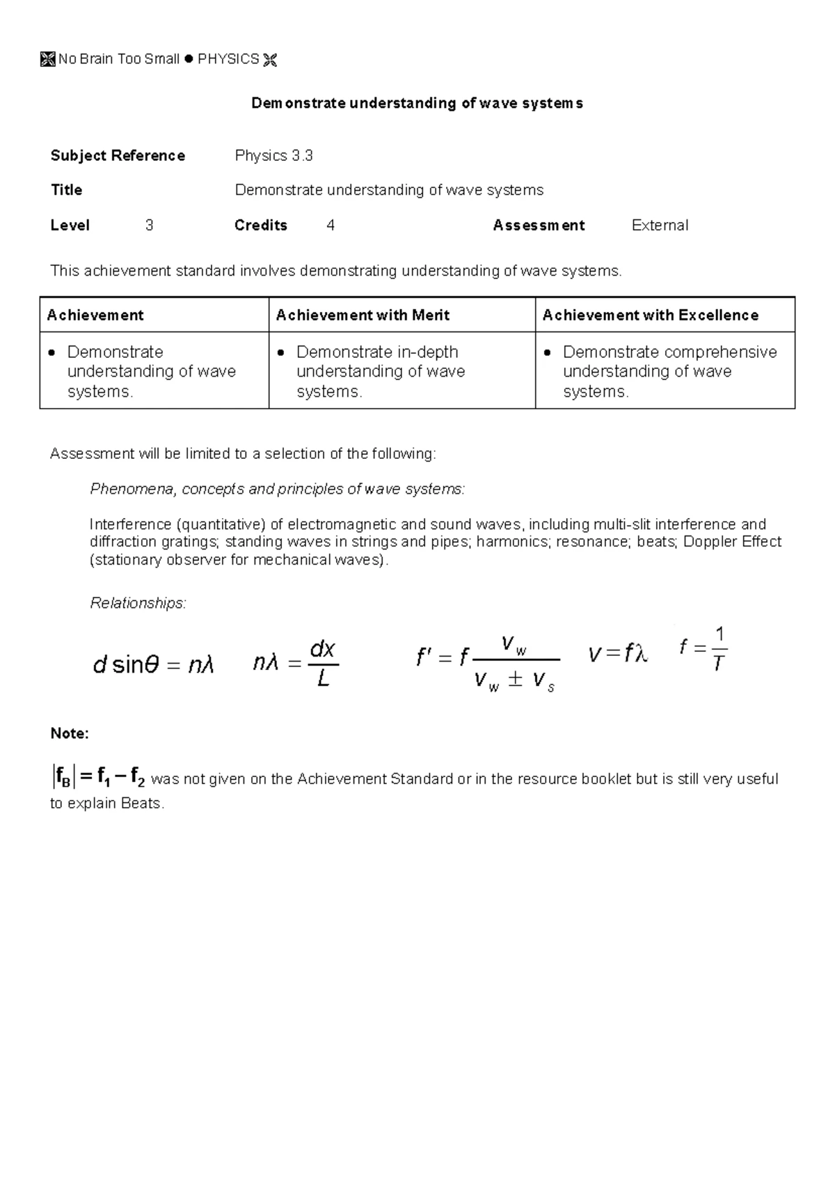 Level 3 Physics NBTS- Mechanics BIG Notes - AS91524 : Demonstrate ...