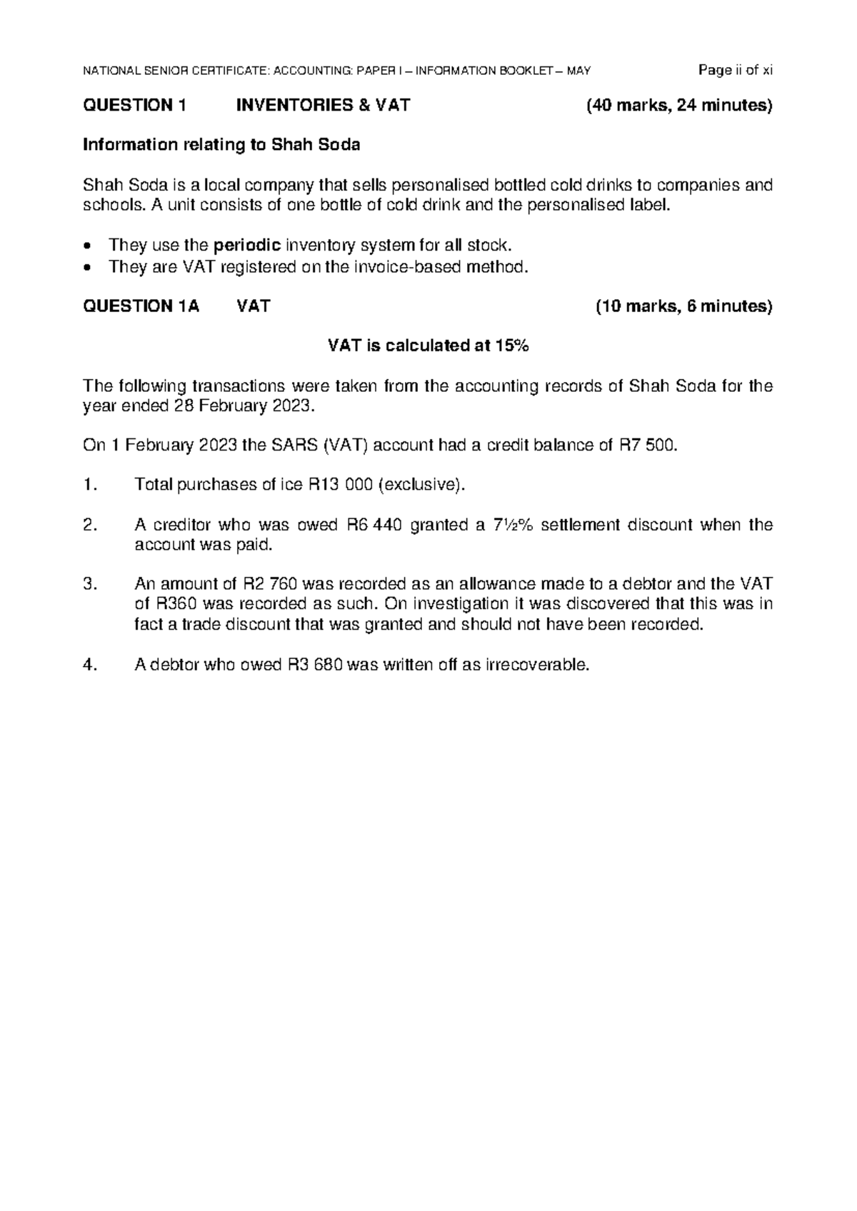 VAT 2 - VAT Calculations: Inventory Transactions Analysis for Shah Soda ...