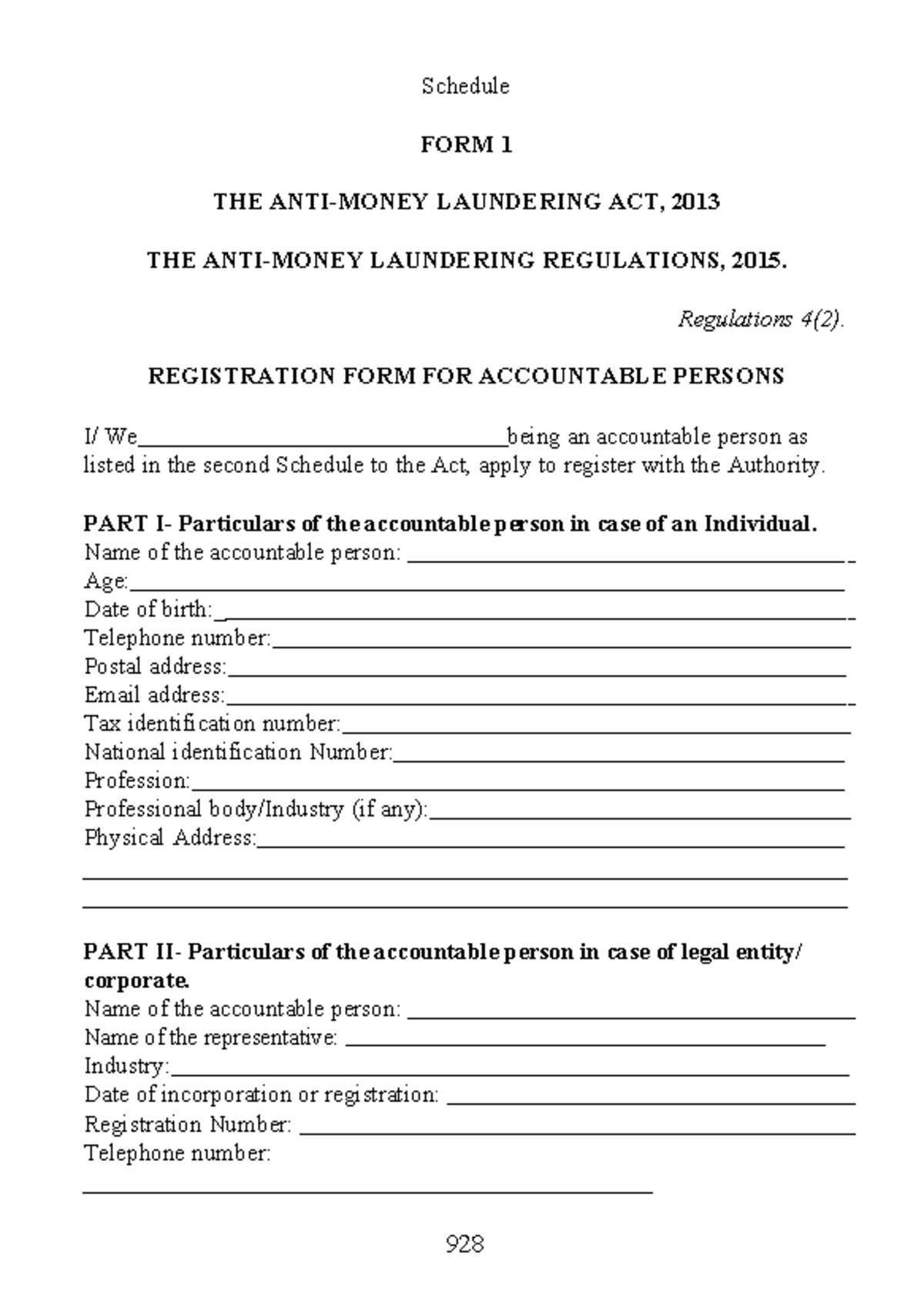 FIA Reg Form 1 & 3: Anti-Money Laundering Registration Guide - Studocu