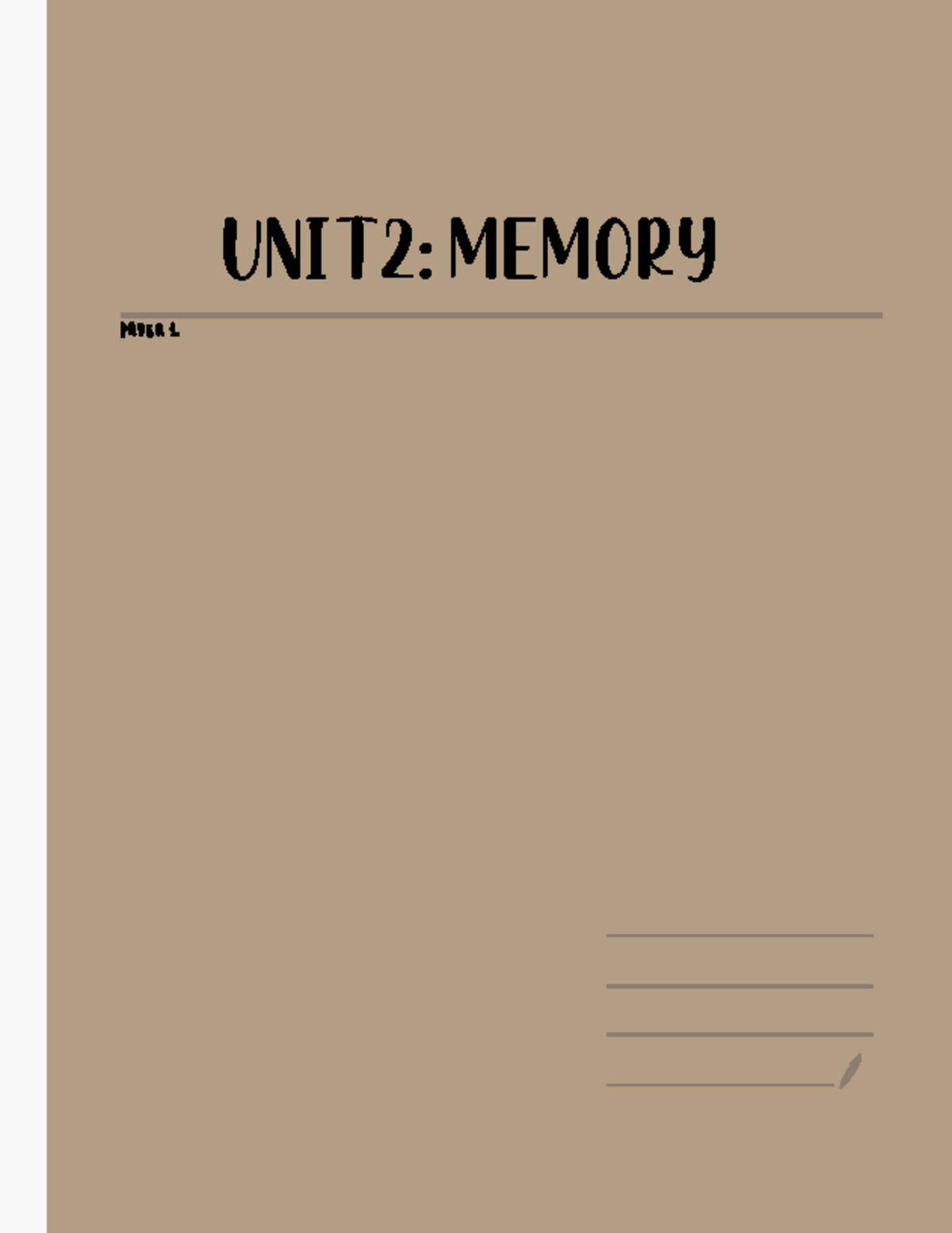 Memory: AQA A Level Psychology Unit 2 Class Notes - Studocu