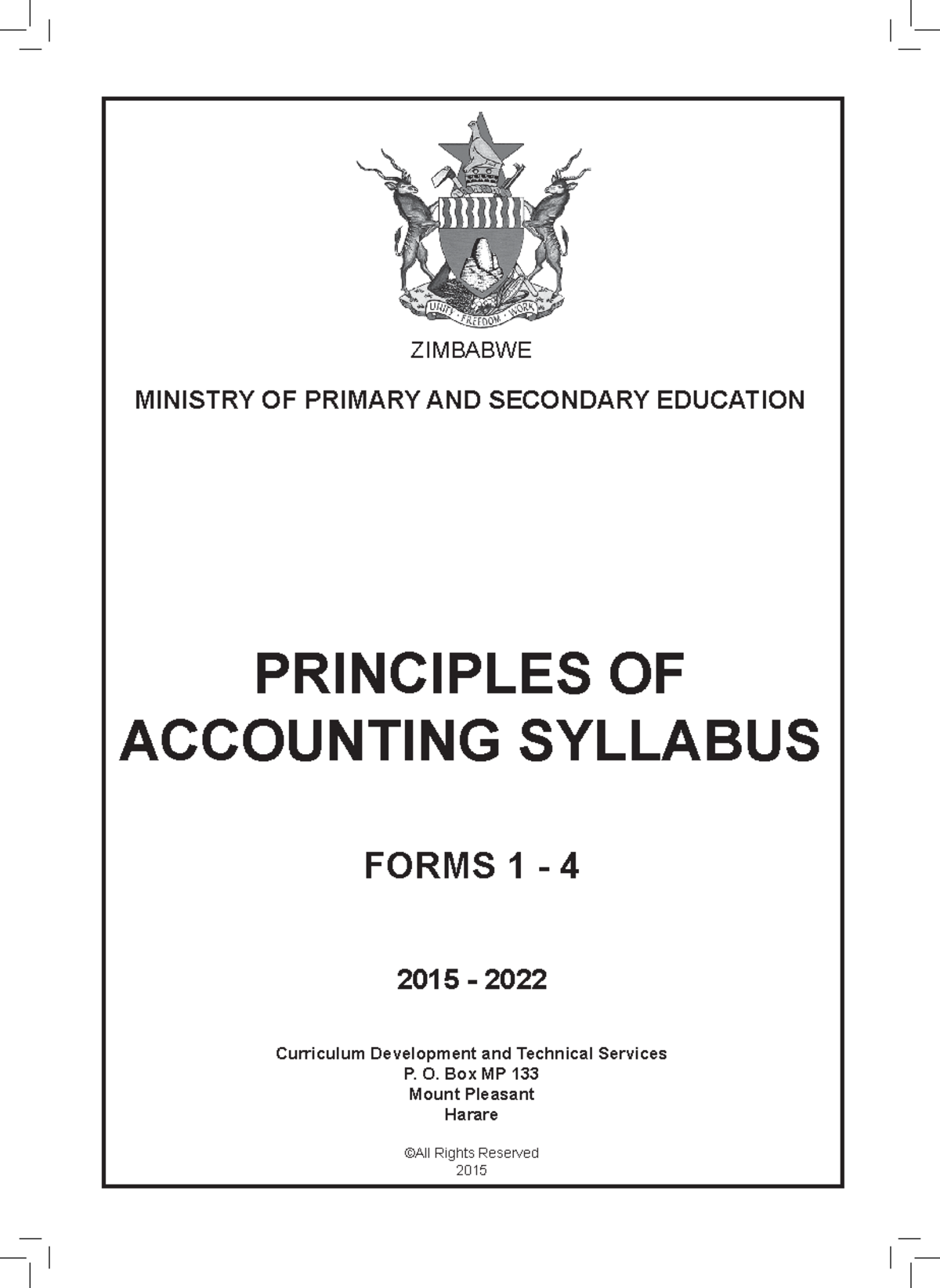 Form 1-4 Principles of Accounting Syllabus (2015-2022) - Studocu