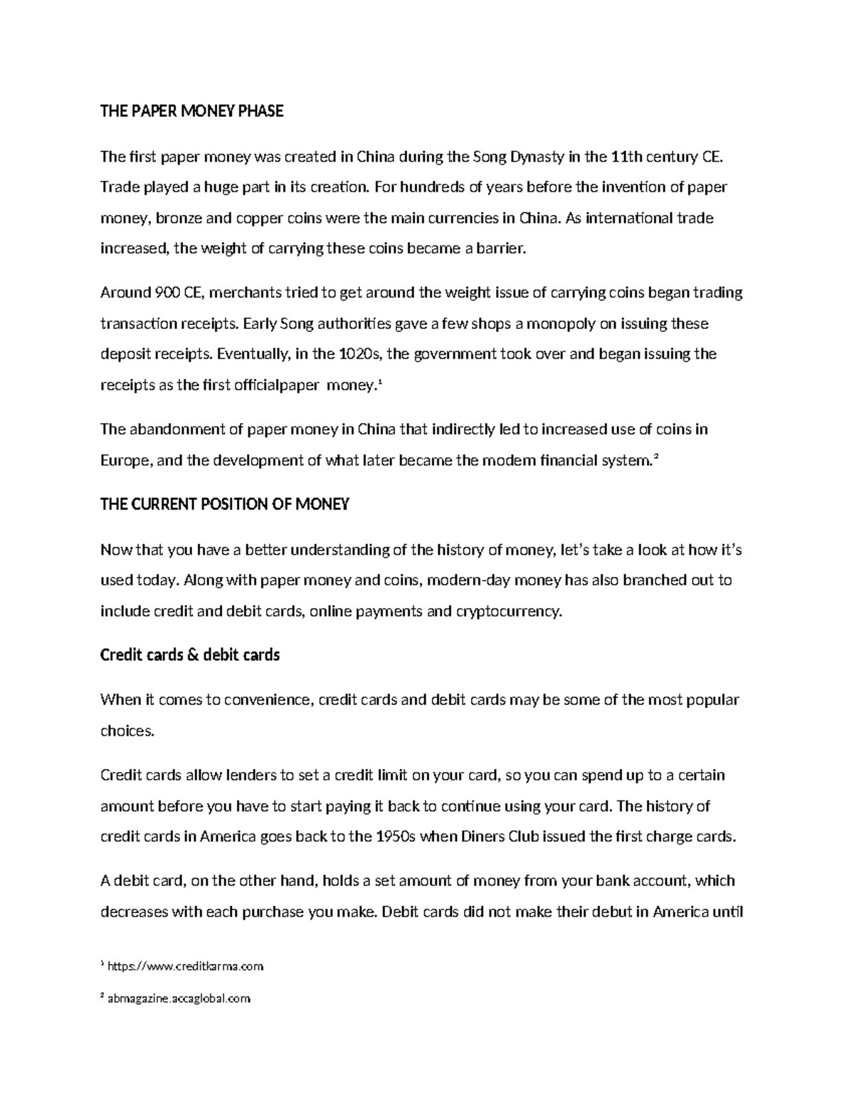 Capital Market~WORK - THE PAPER MONEY PHASE The first paper money was ...