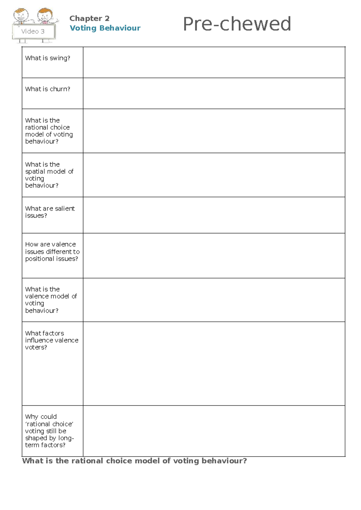 3 - rational choice model worksheet - Video 3 Chapter 2 Voting ...
