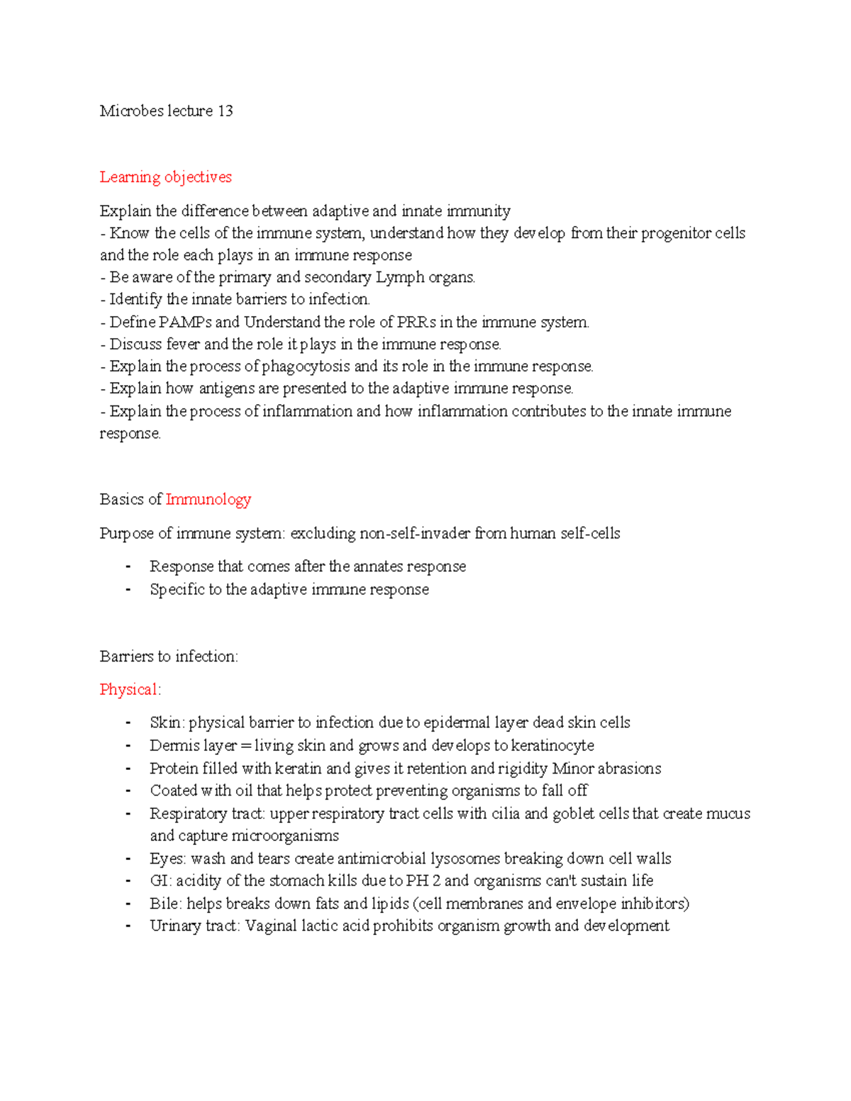 Immunology 101: Innate & Adaptive Immune Responses Overview - Studocu