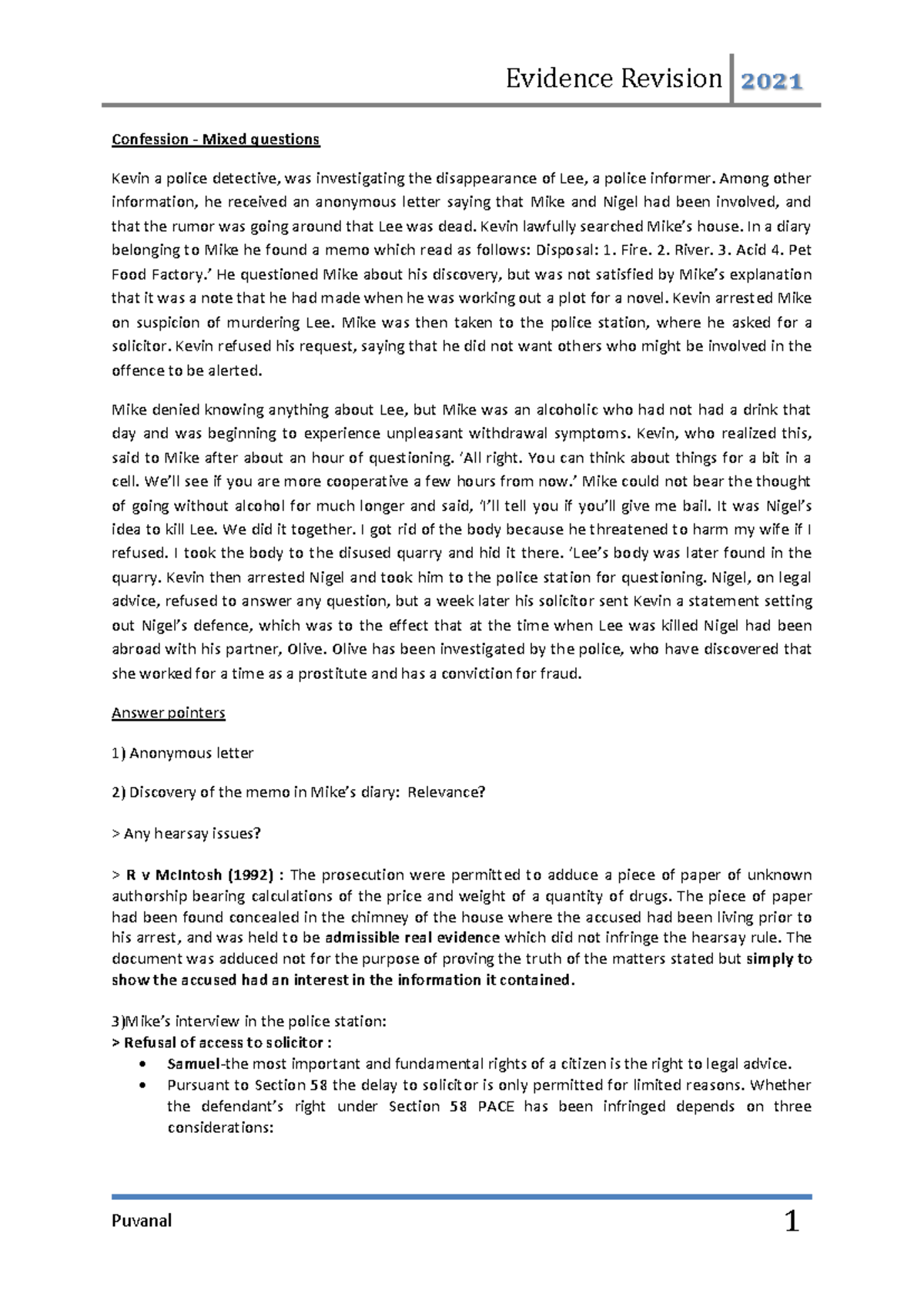 Mixed Questions Analysis - HS, CRC, CS, JW - Studocu