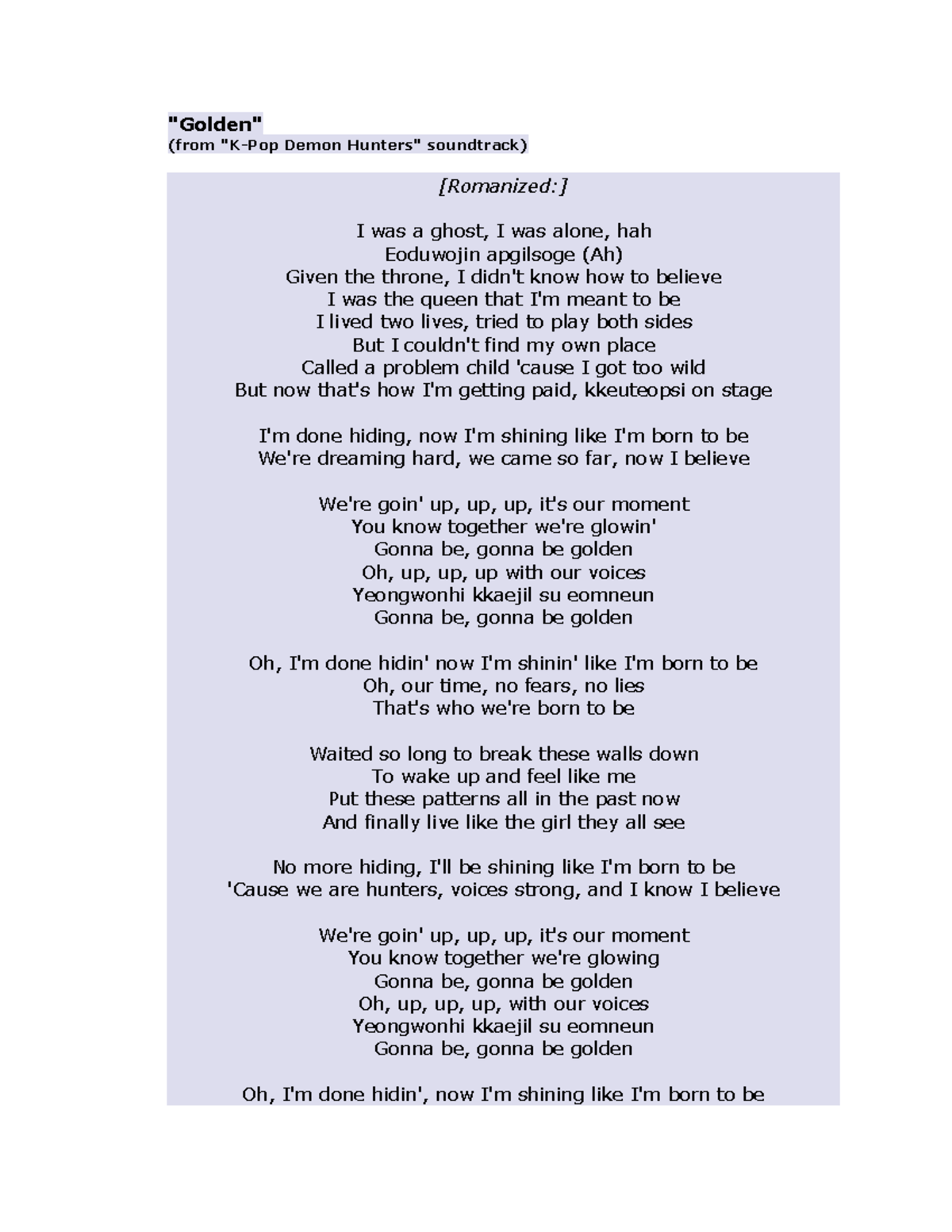 GOLD - Lyrics Analysis and Interpretation (JKABSIBF) - Studocu