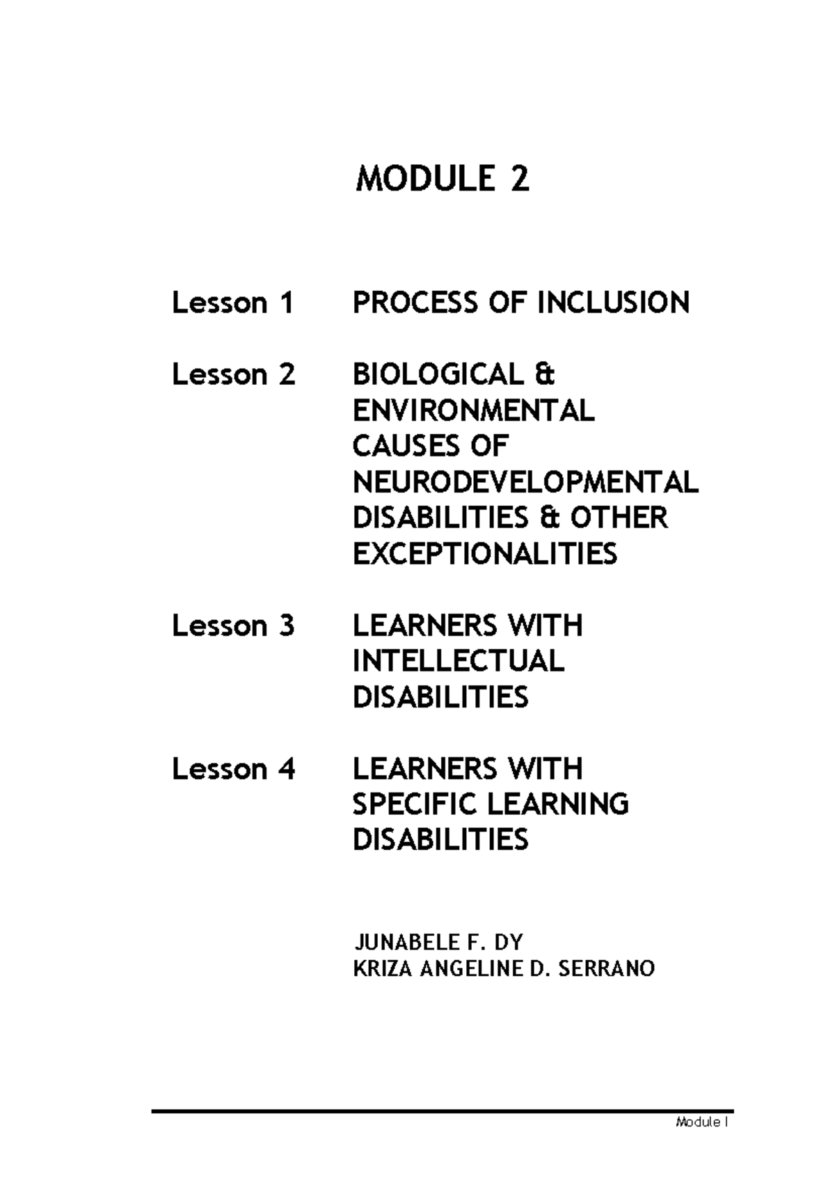 EDUC.102 Module 2: Inclusion and Neurodevelopmental Disabilities ...
