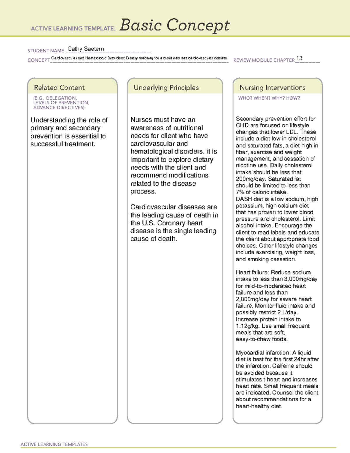 Cardiovascular & Hematologic Disorders: Active Learning Template - Studocu
