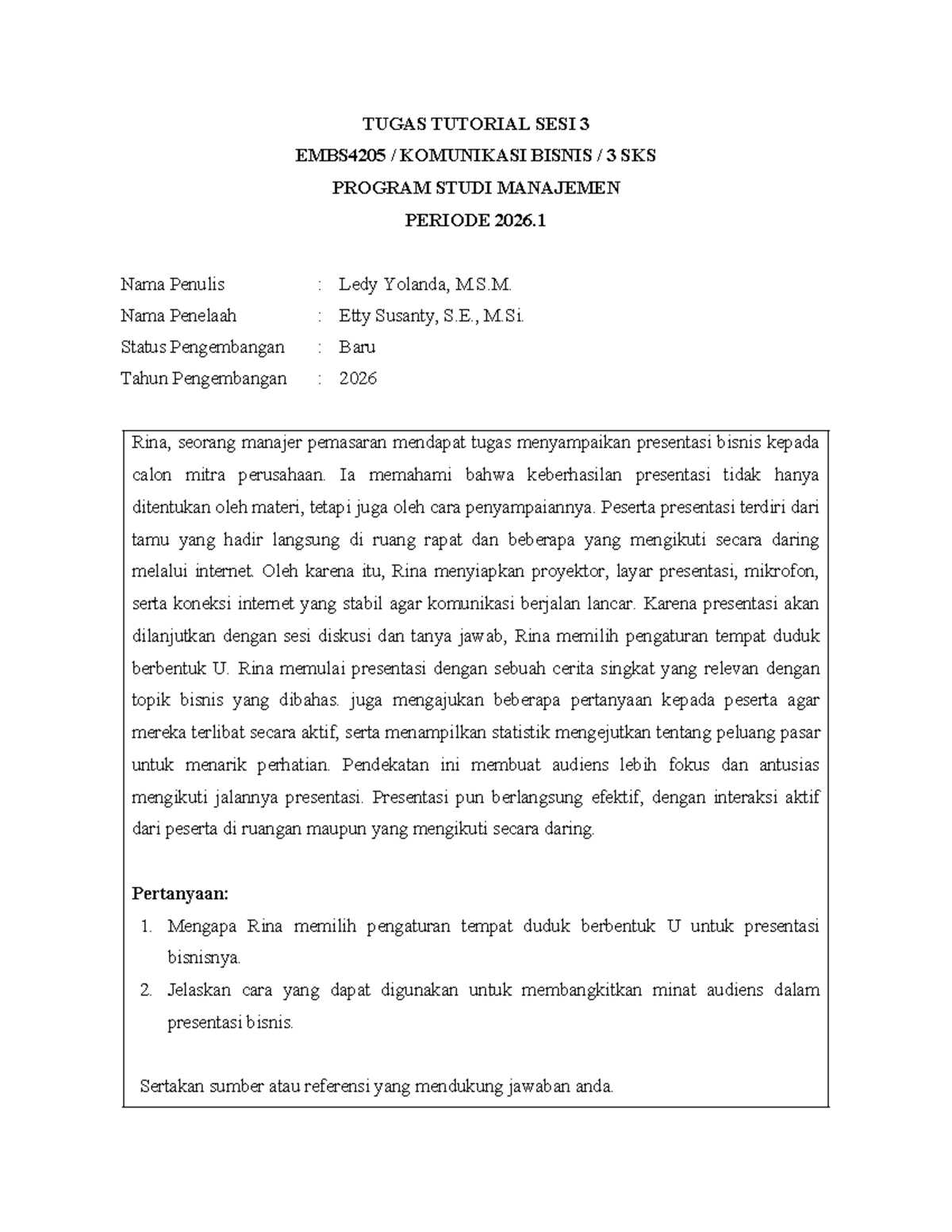 TUGAS TUTORIAL EMBS4205: Pengaturan Tempat Duduk dalam Presentasi ...