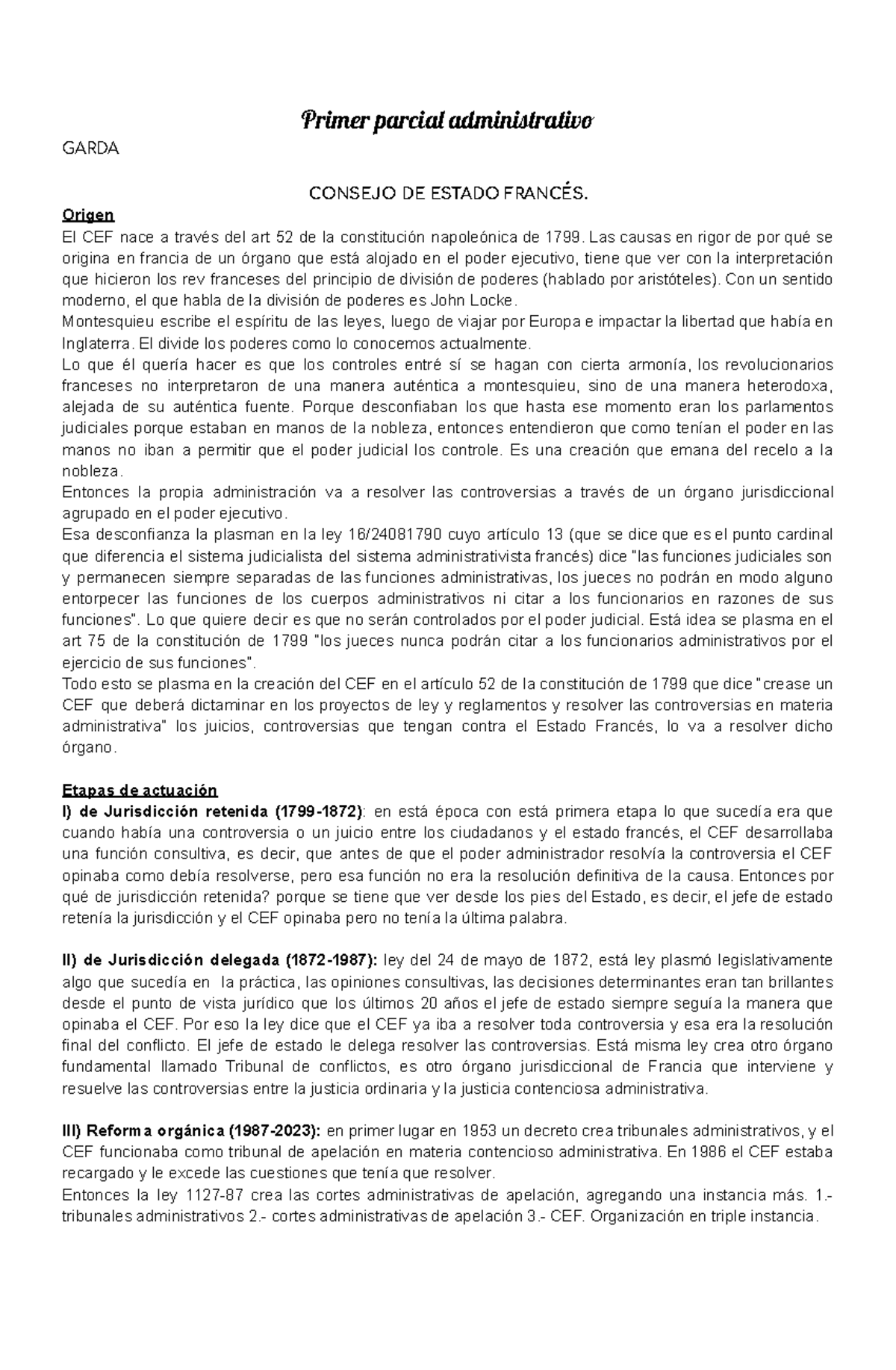 Garda PRIMER Parcial Study Notes - Studocu