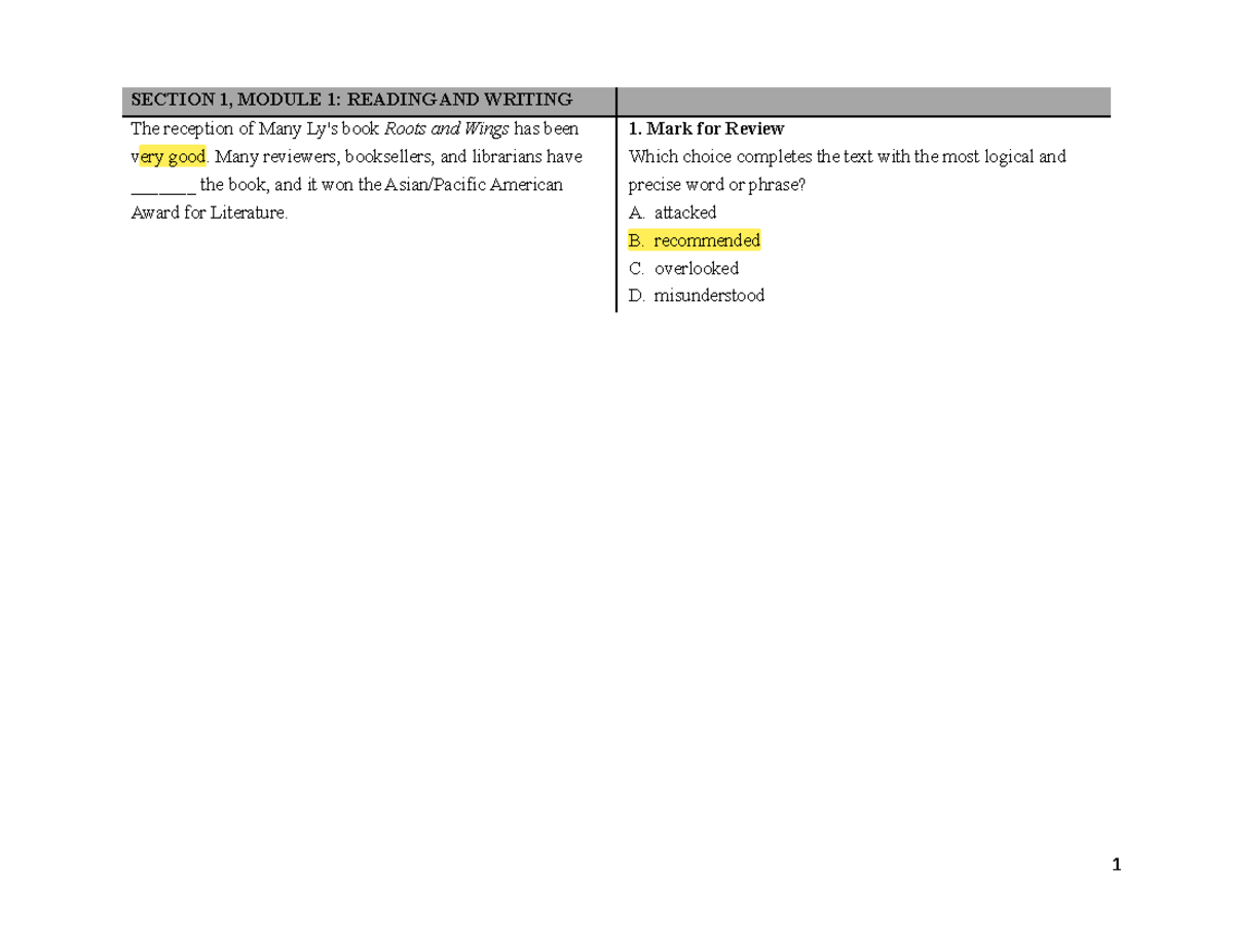 SECTION 1, MODULE 1: READING AND WRITING STUDY NOTES - Studocu