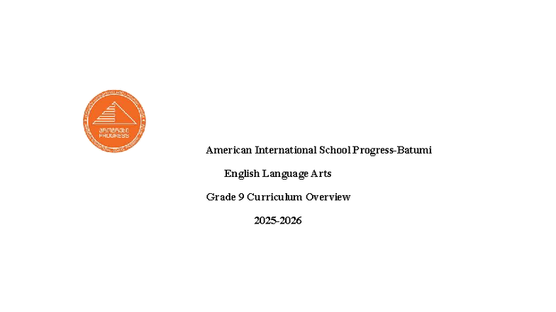 Grade 9 ELA Curriculum Overview: American International School - Studocu