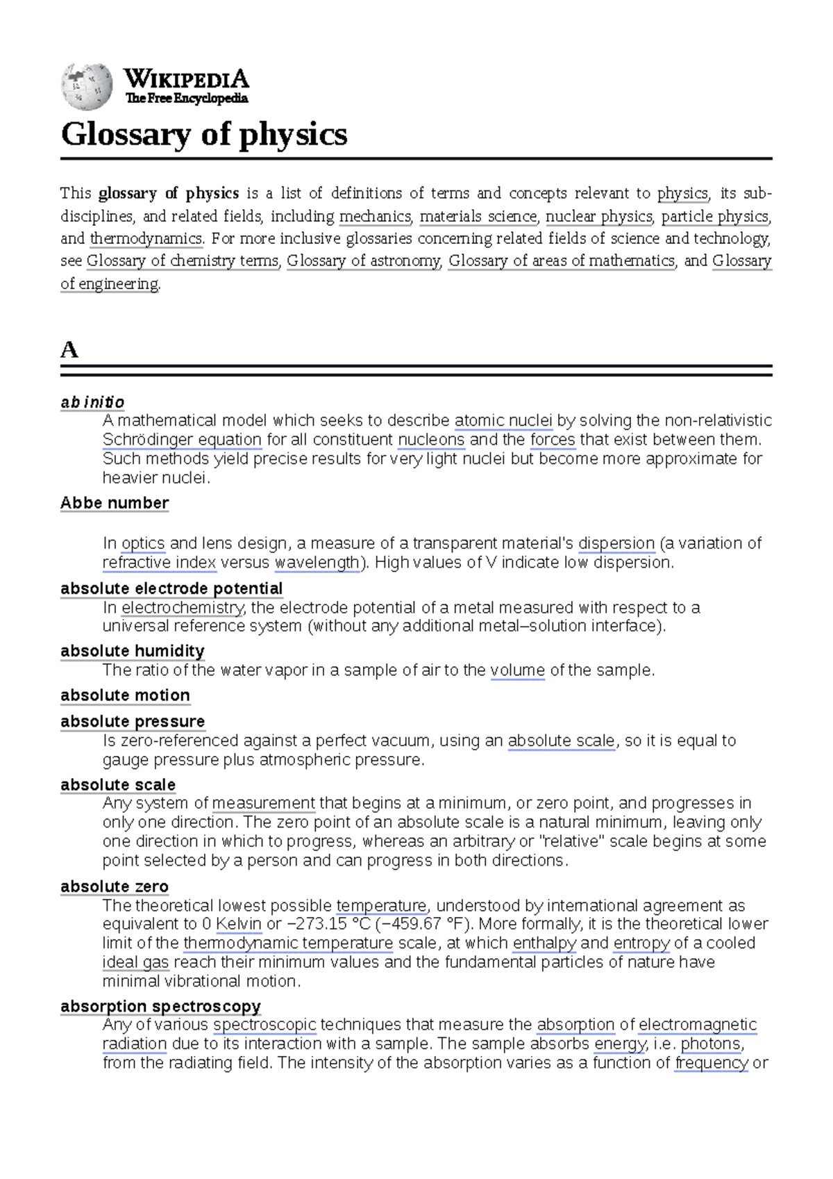 Physics Glossary: Key Terms and Definitions for Study - Studocu