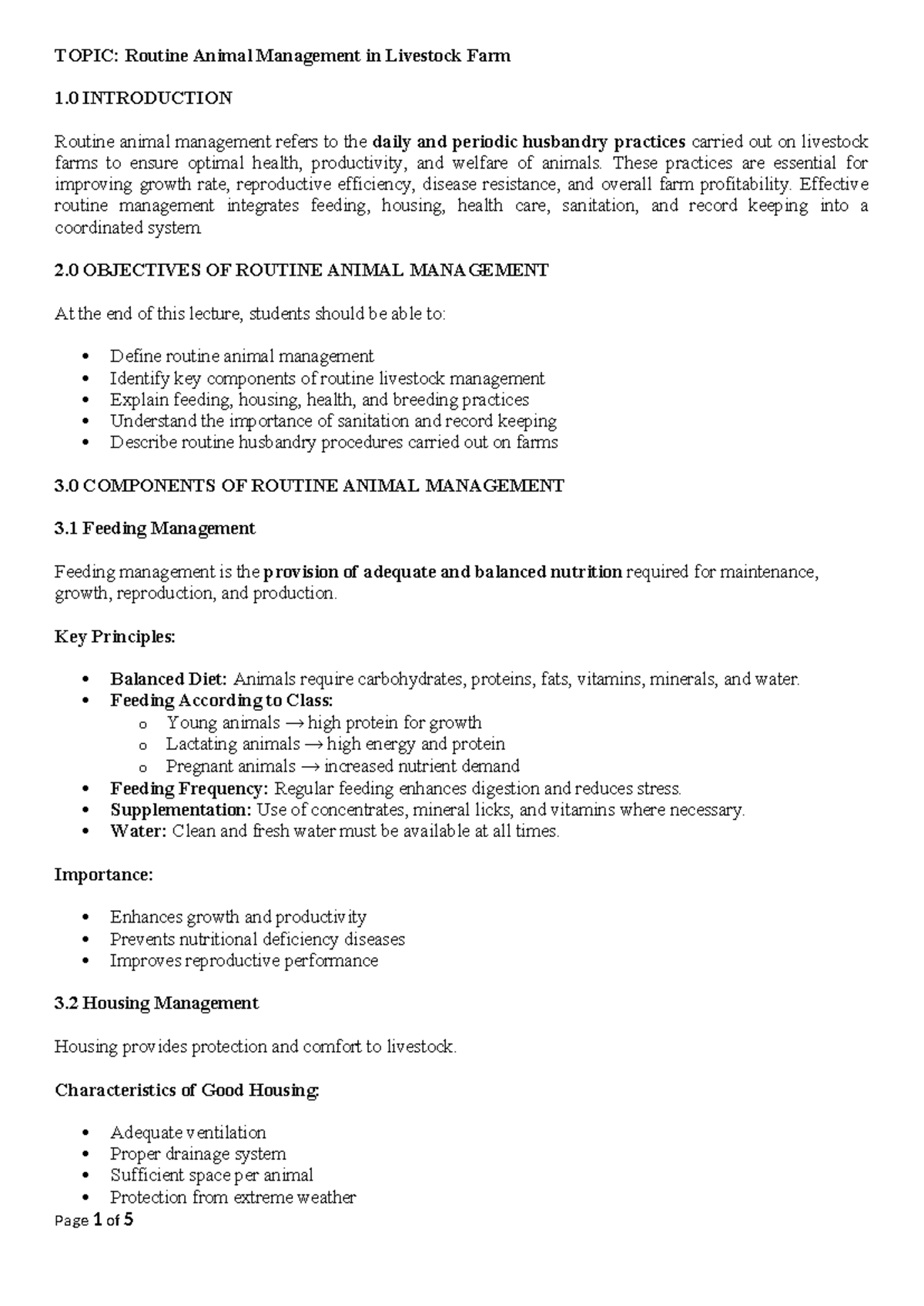 Routine Animal Management in Livestock Farm: Key Practices and ...