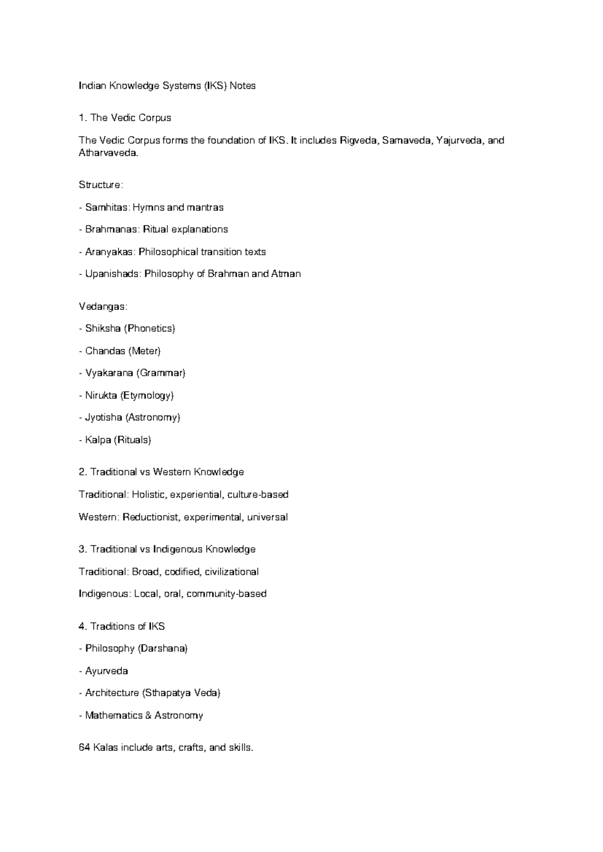 IKS Notes: Exploring the Vedic Corpus and Traditional Knowledge Systems ...