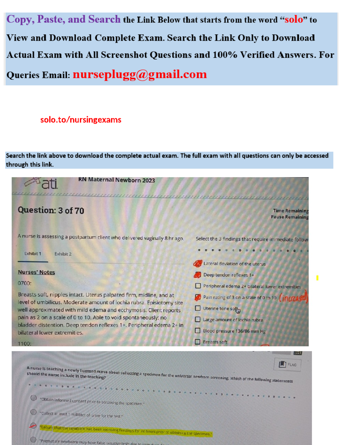 ATI RN Maternal Newborn Proctored Exam NGN: 70 Q&A for Success - Studocu