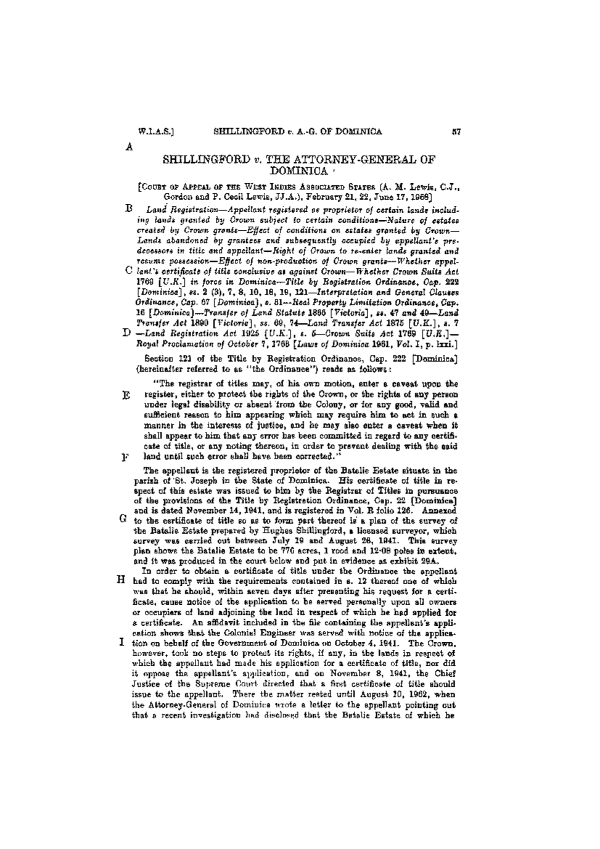 Shillingford v. Attorney-General of Dominica: Title Dispute Analysis ...