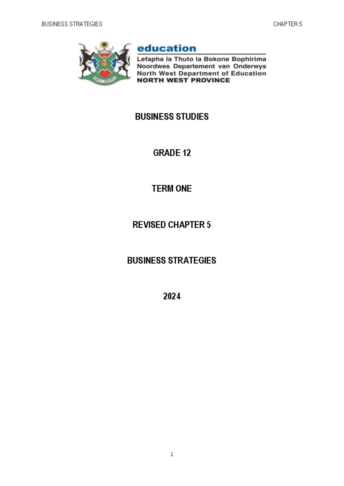 Business Strategies Notes G12 Term 1 2024 - Studocu
