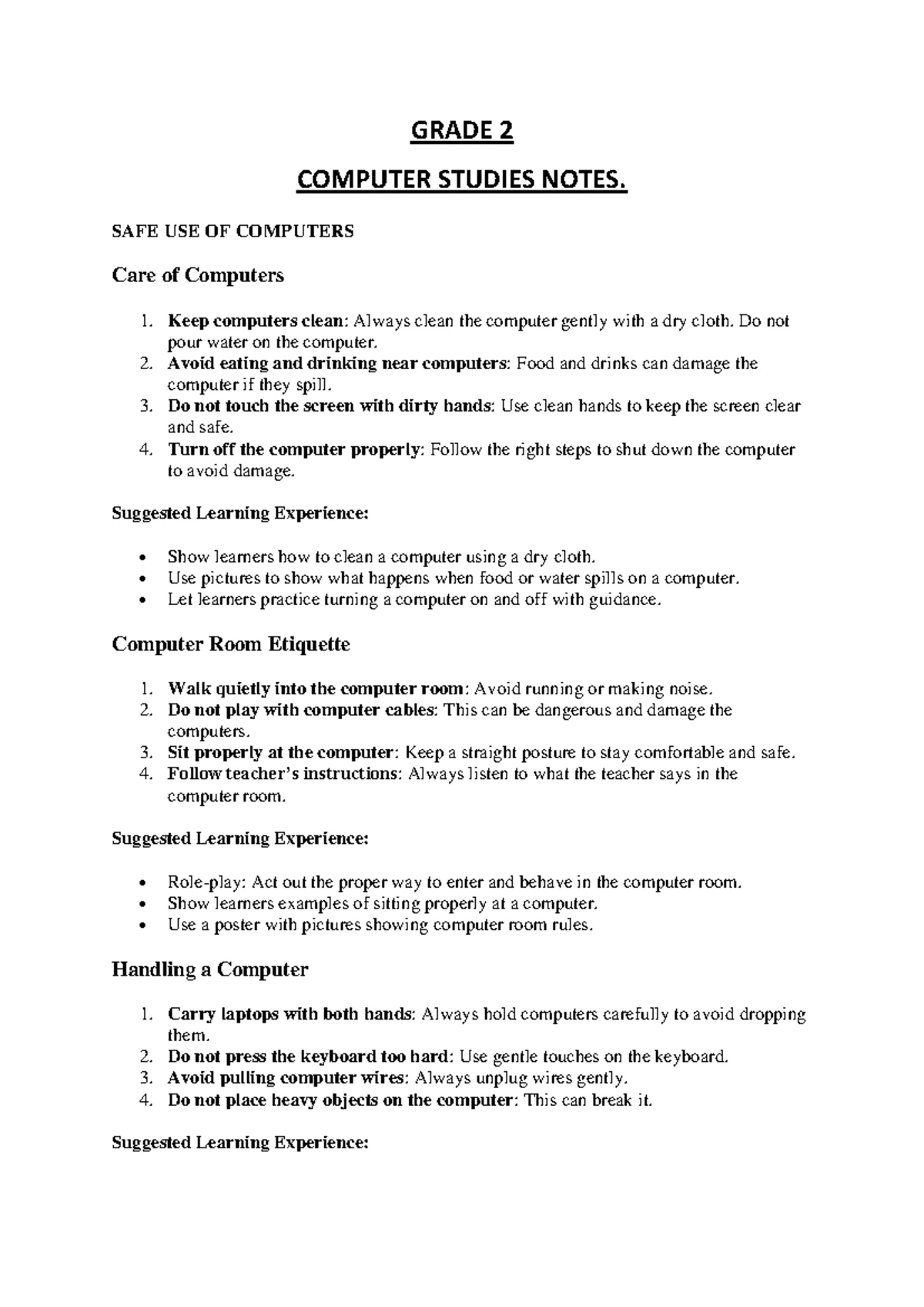 Creative Arts & Sports G7 Updated Notes for 2025 Curriculum - Studocu