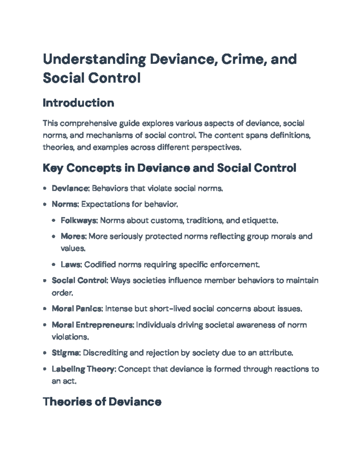 Understanding Deviance, Crime, and Social Control: A Comprehensive ...