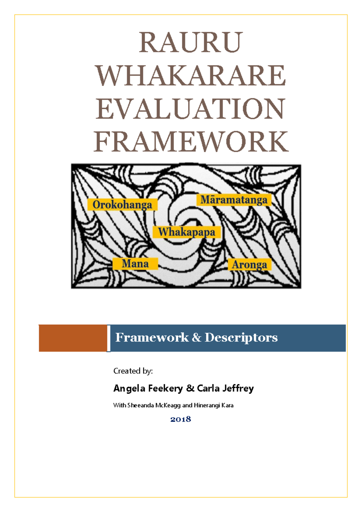 Rauru Whakarare Evaluation Framework & Descriptors 2021 Final - Studocu