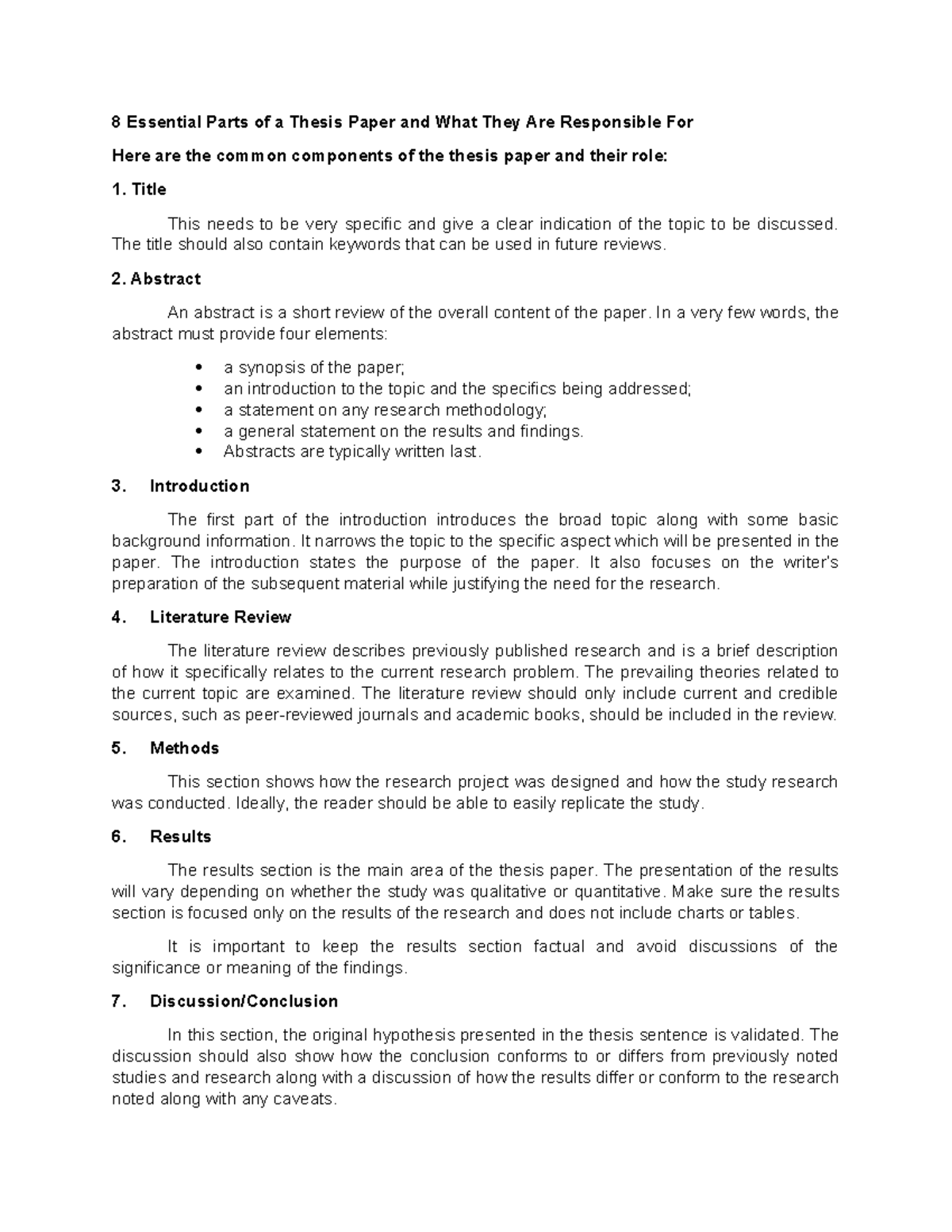 8 Key Components of a Thesis Paper and Their Functions - Studocu
