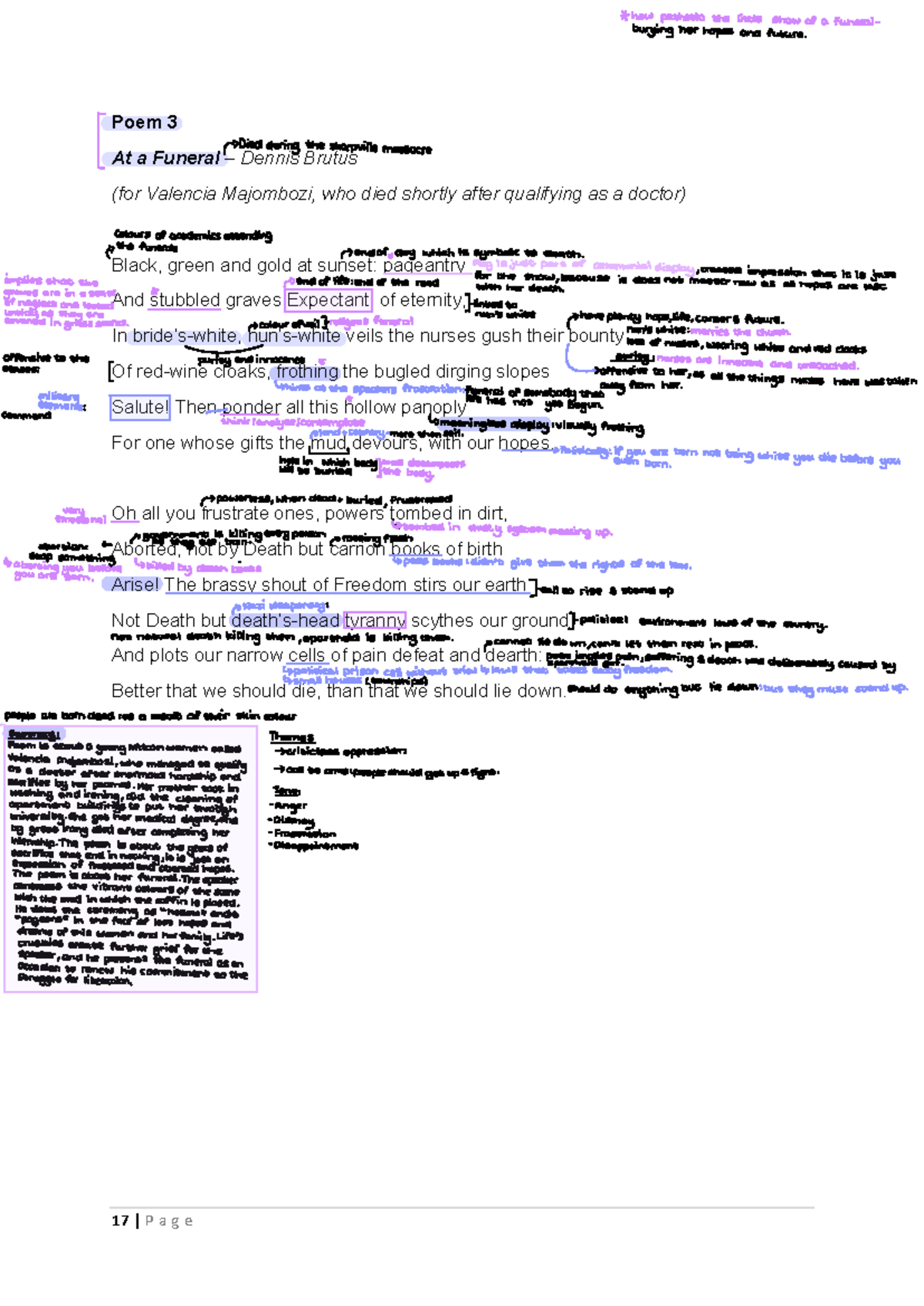 Poetry Notes for Grade 12: Analyzing Key Poems and Themes - Studocu