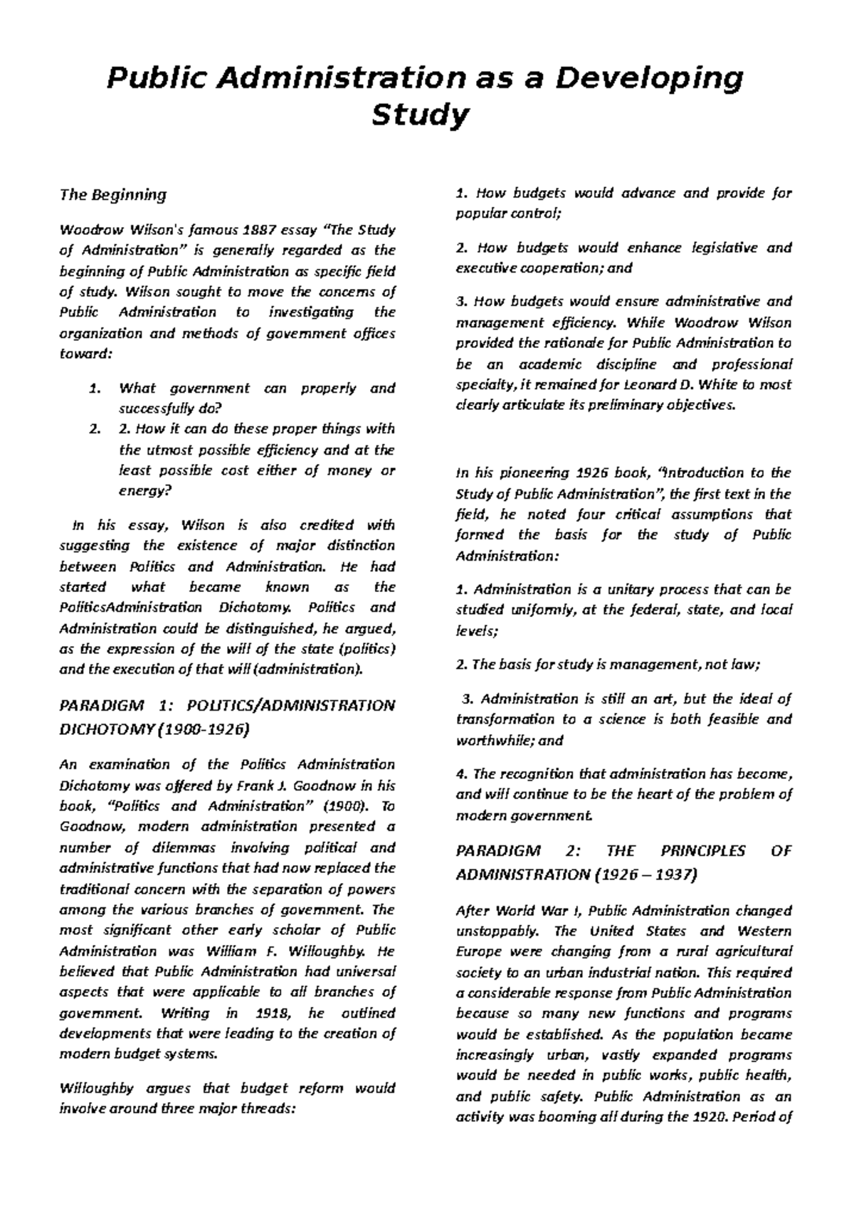 Public Administration as a Developing Study - Public Administration as ...