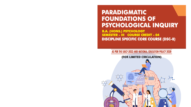 PARADIGMATIC FOUNDATIONS OF PSYCHOLOGICAL INQUIRY: Study Material - Studocu