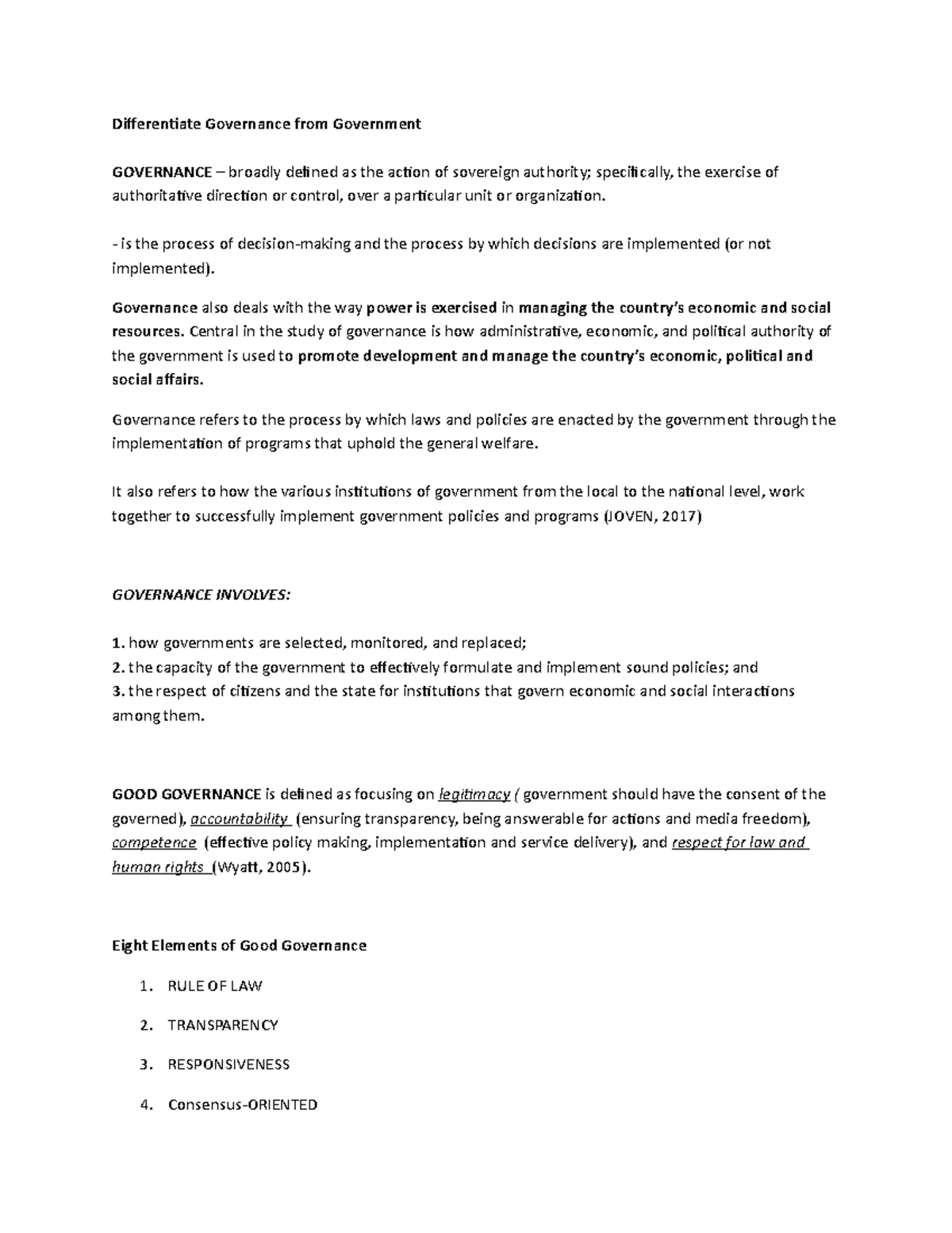 Governance vs Government: Key Differences and Good Governance Elements ...