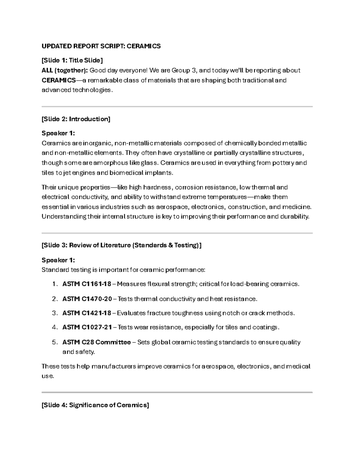 Ceramics 1: Lecture Notes on Properties, Applications, and Standards ...