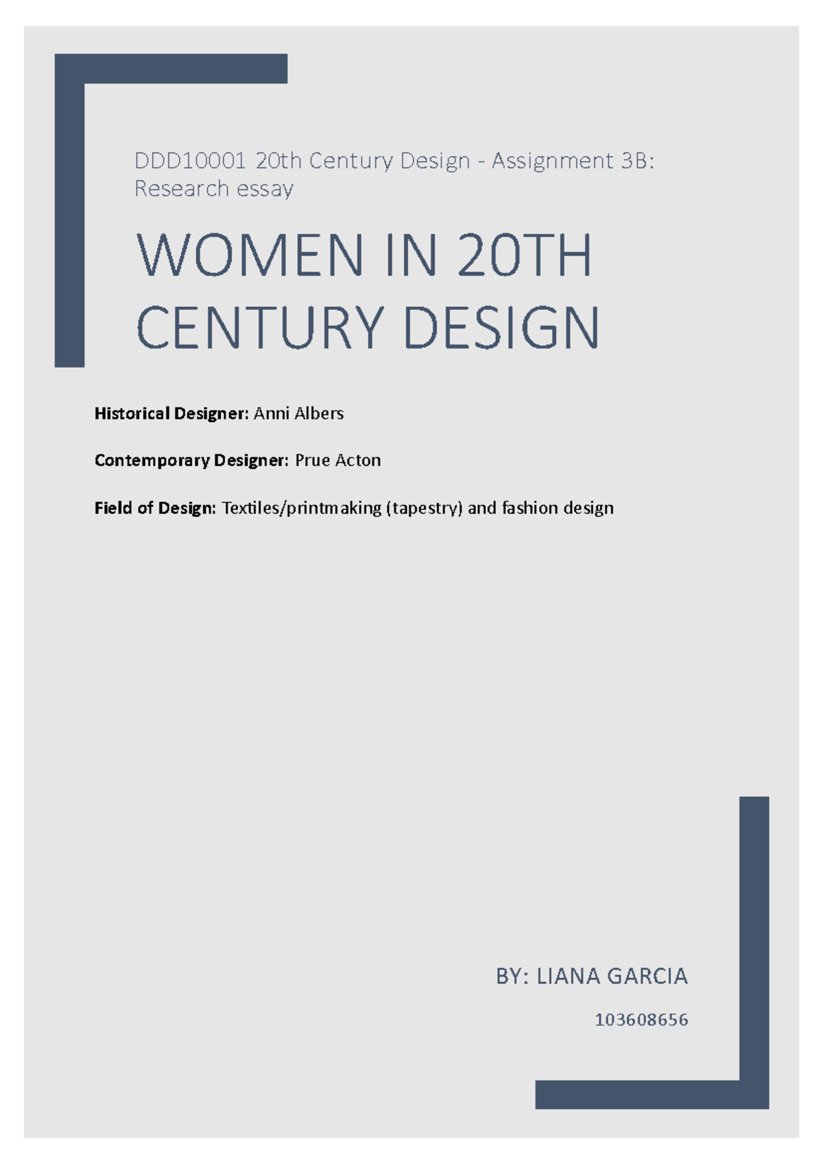 DDD10001 Assignment 3B: Research Essay on Women in 20th Century Design ...